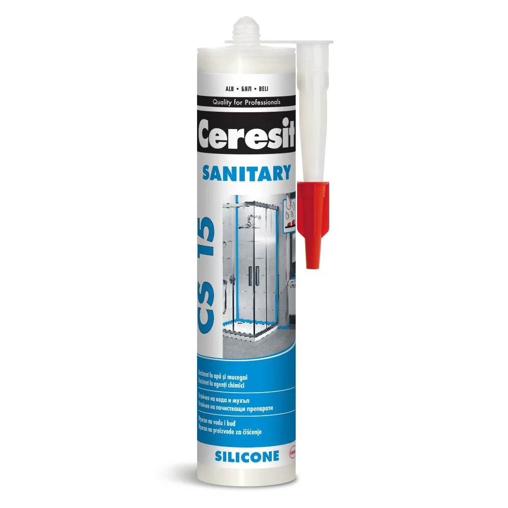 Silicon sanitar Ceresit CS15, pentru baie si bucatarie, alb, 280 ml
