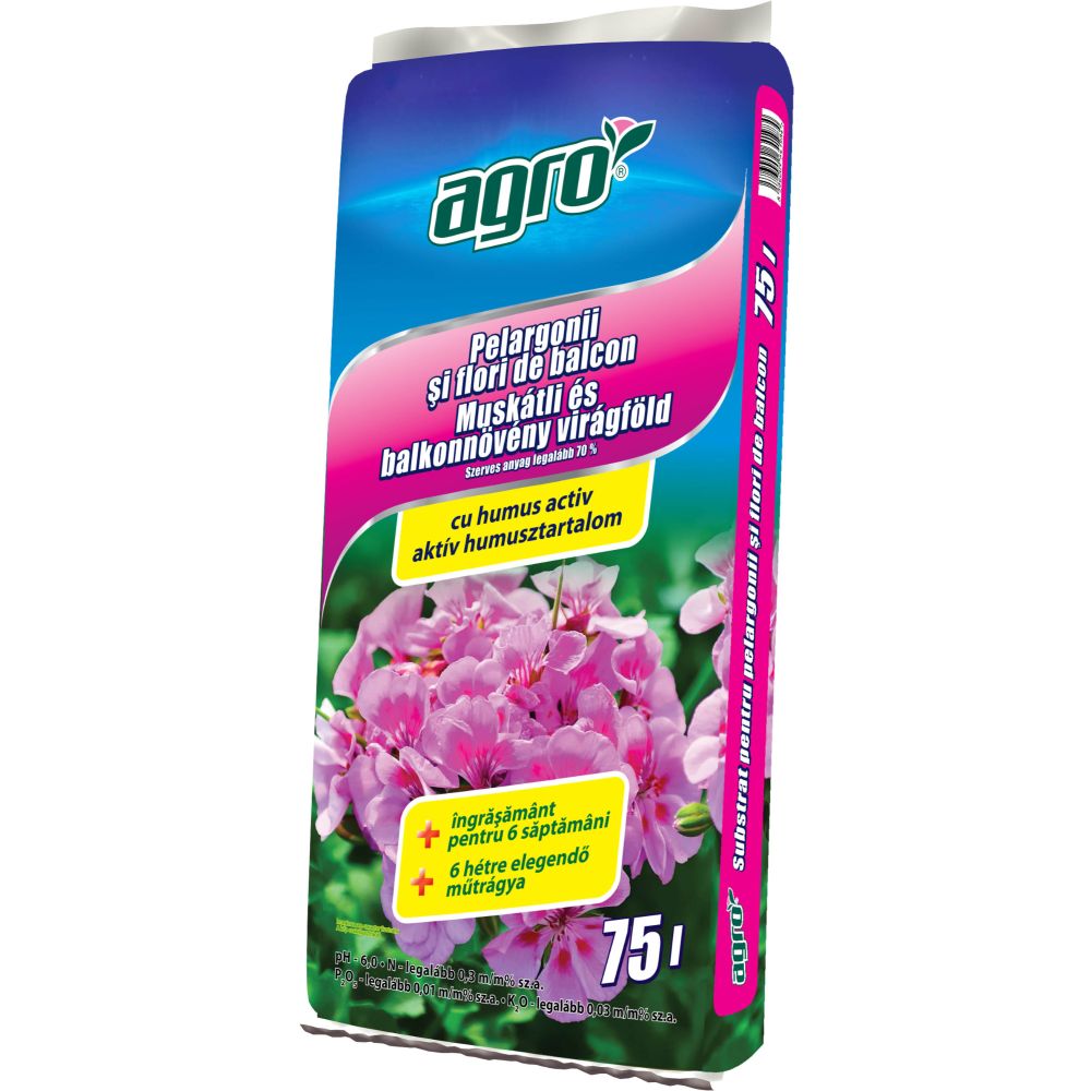 Substrat pentru muscate si flori balcon, Agro, 75 L