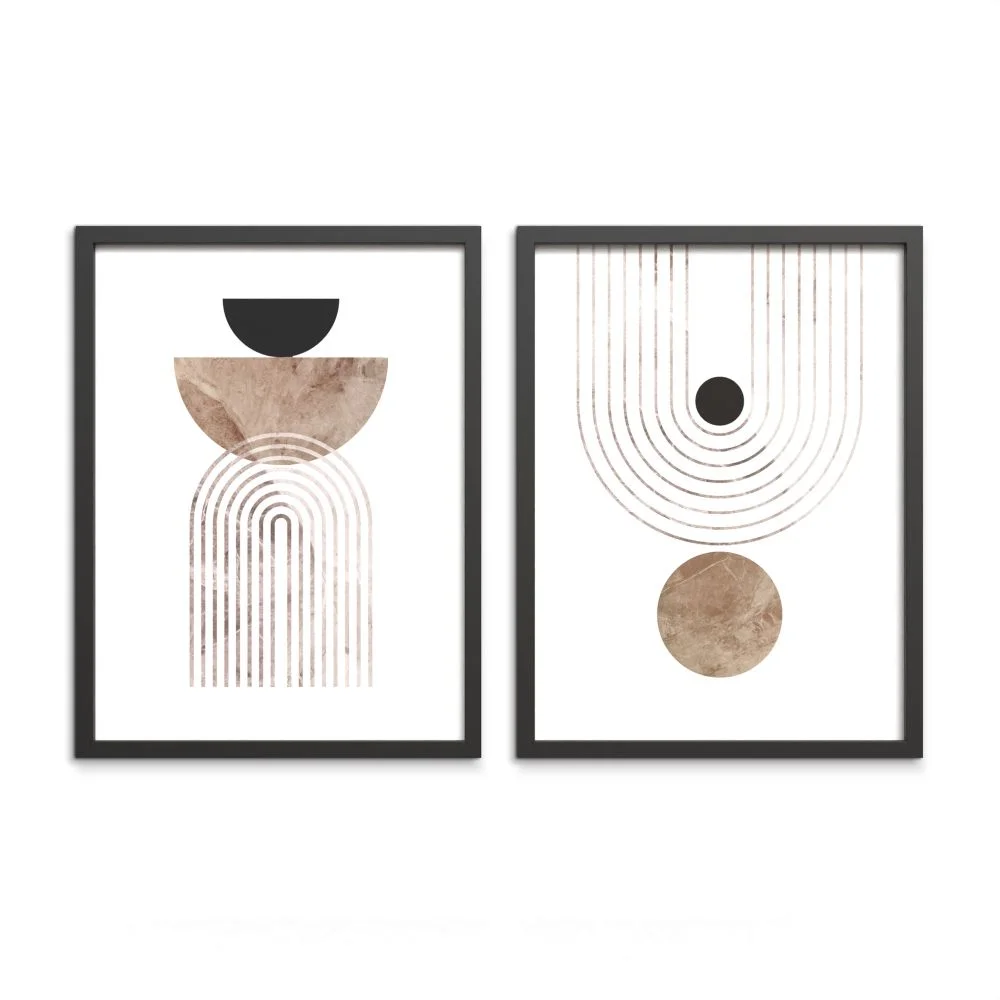 Set 2 tablouri inramate, Mid Century, 30 x 40 cm