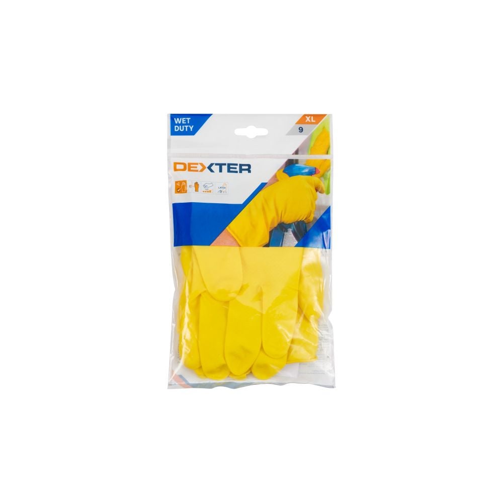 Manusi menaj Dexter, latex, marimea 9 (L), galben