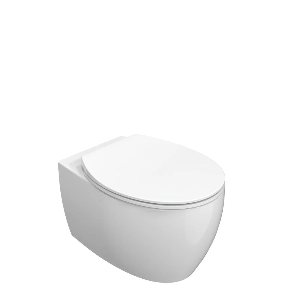 Vas WC Sensea Titane, suspendat, ceramic, evacuare mixta, cu capac WC