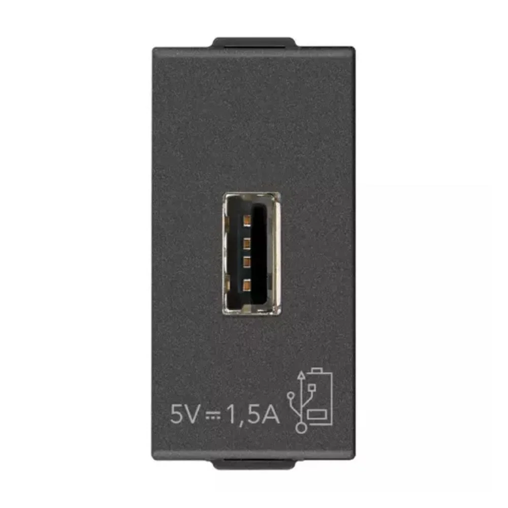 Priza simpla Neve cu USB, neagra