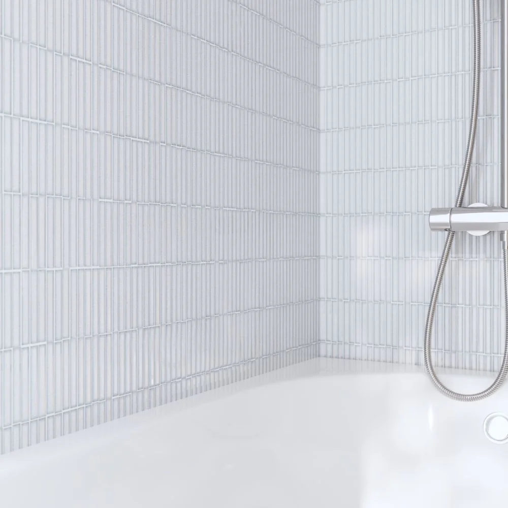 Mozaic din ceramica 28 x 30.6 cm, Artens Citia, alb, lucios