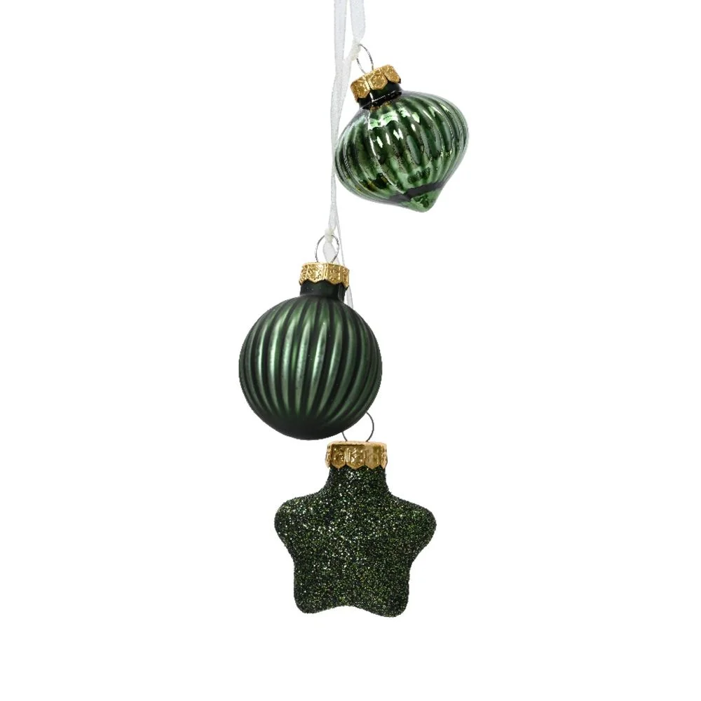 Set 3 globulete verde pin glitter 4 cm