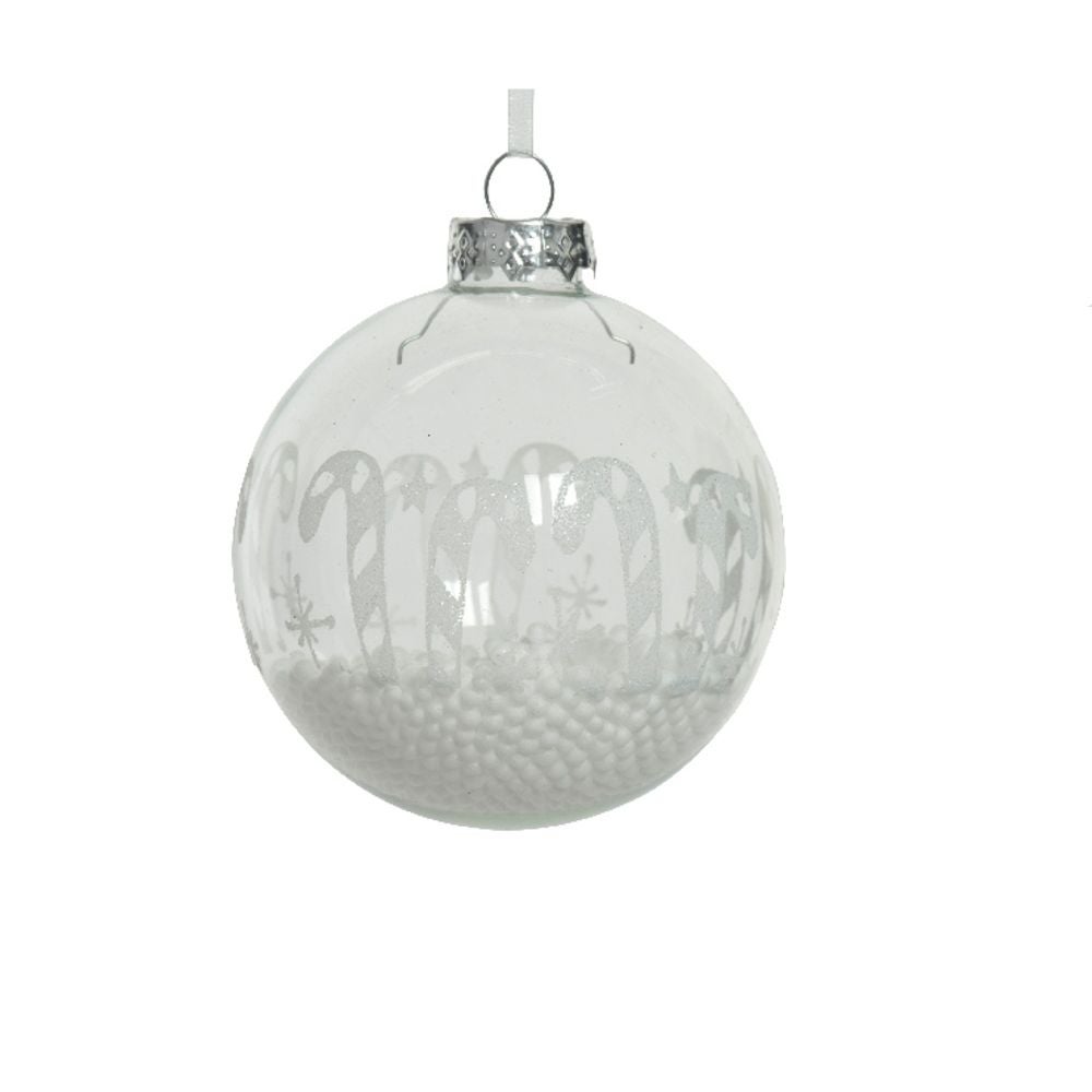 GLOB ALB STICLA DETALIU CANDY 8 CM