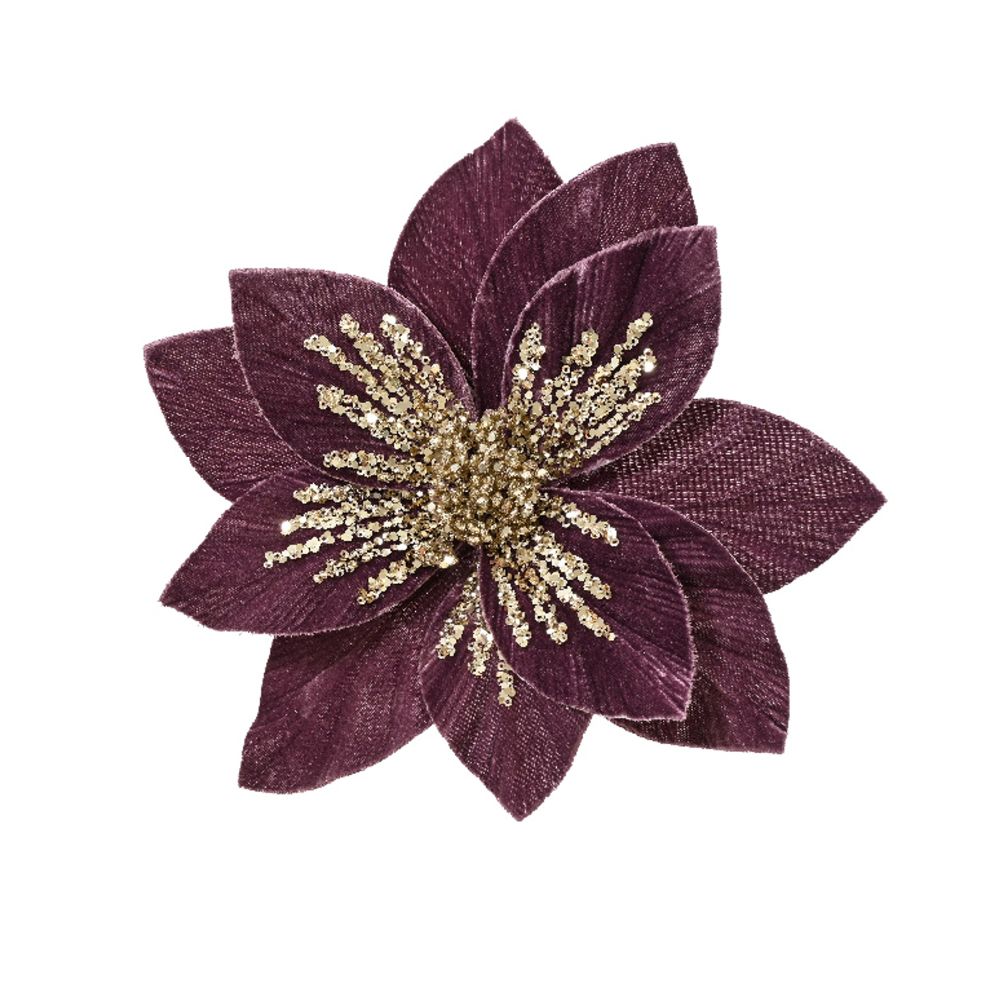 Floare artificiala, craciunita, poliester, 29 x 15 cm, mov