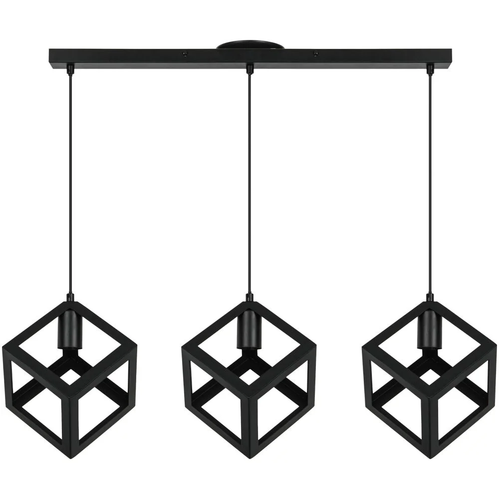 Pendul Plywood Inspire, 3 x E27, L 70 cm, negru