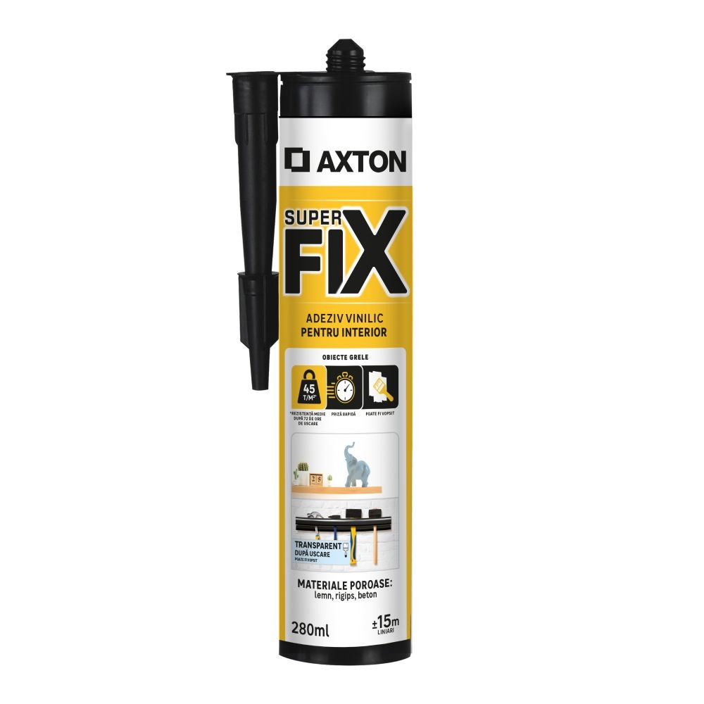 Adeziv Axton, de asamblare si montaj, vinilic, 280 ml, transparent