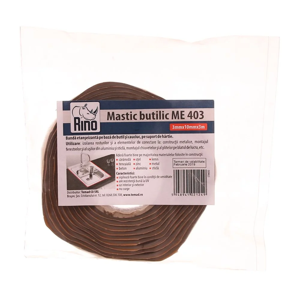 Banda etansare Rino, pentru chiuveta si plita, gri, 3 ml