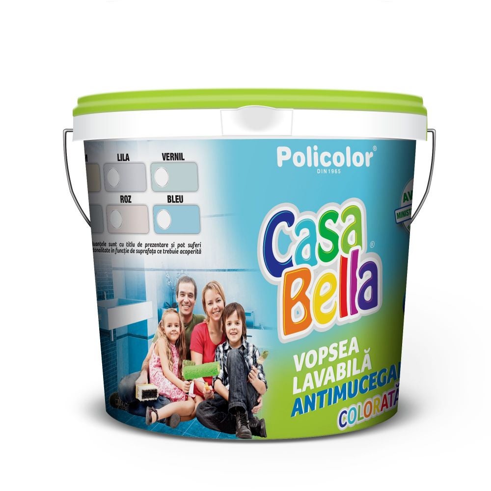 Vopsea lavabila colorata Casabella, pentru baie si bucatarie, 4 L, lila ...