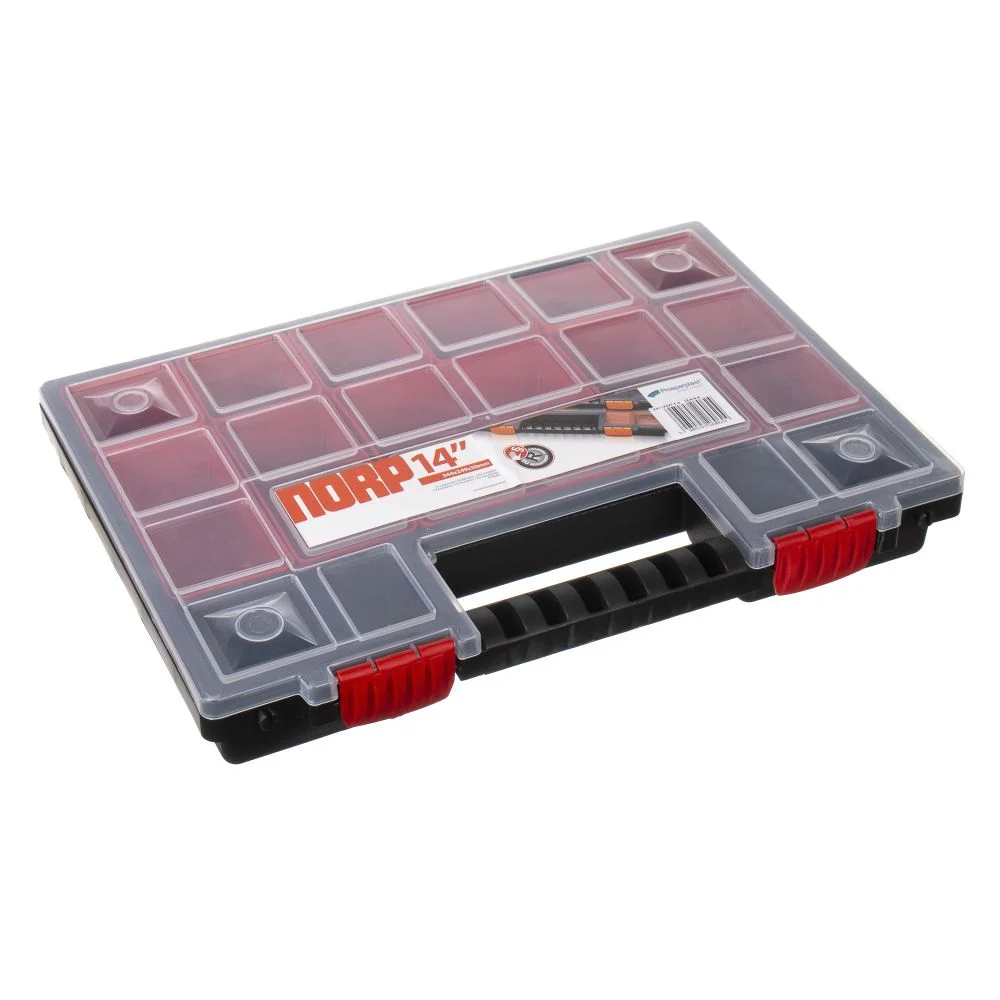 Cutie organizator, cu tavite, plastic, 50 x 249 x 344 mm, rosie