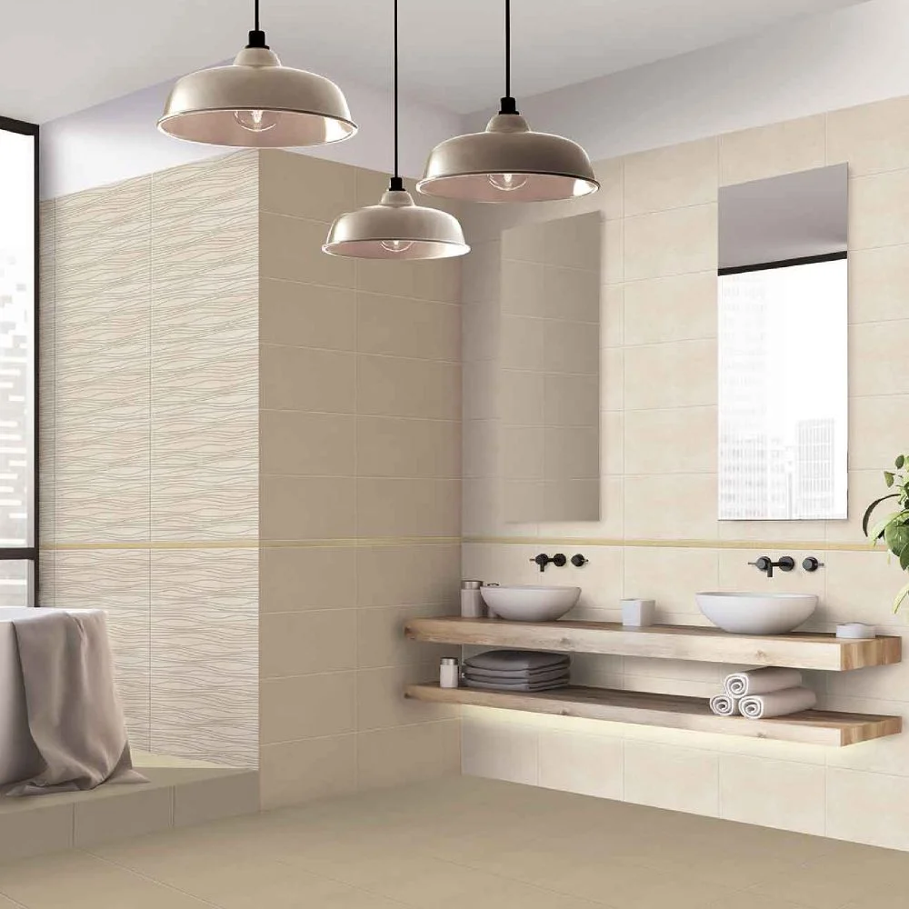 Decor faianta 25 x 50 cm, Cesarom Ara, crem