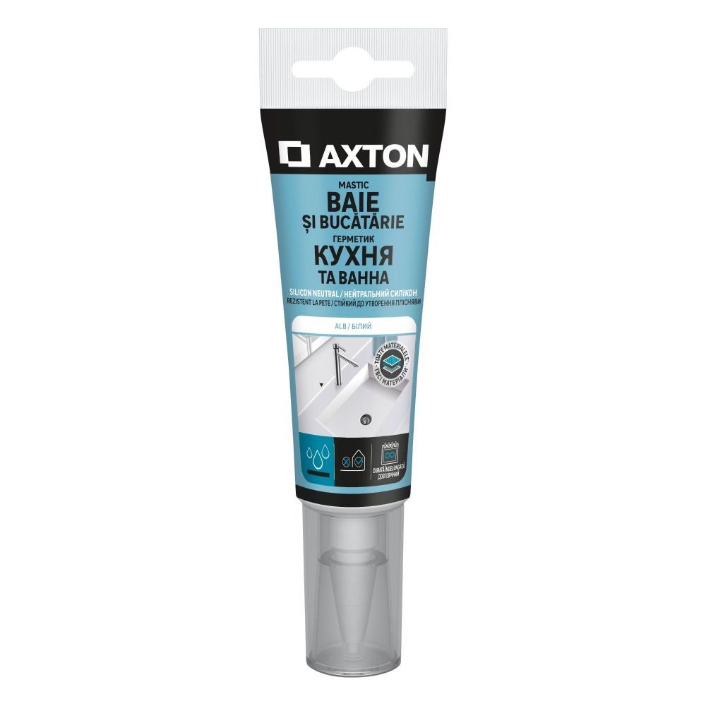 Mastic Axton, pentru baie si bucatarie, alb, 60 ml