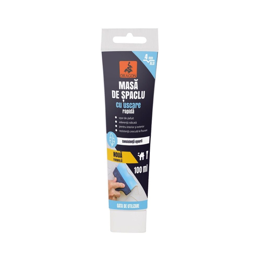 Masa de spaclu Dragon, uscare rapida, interior/exterior, alb, 100 ml