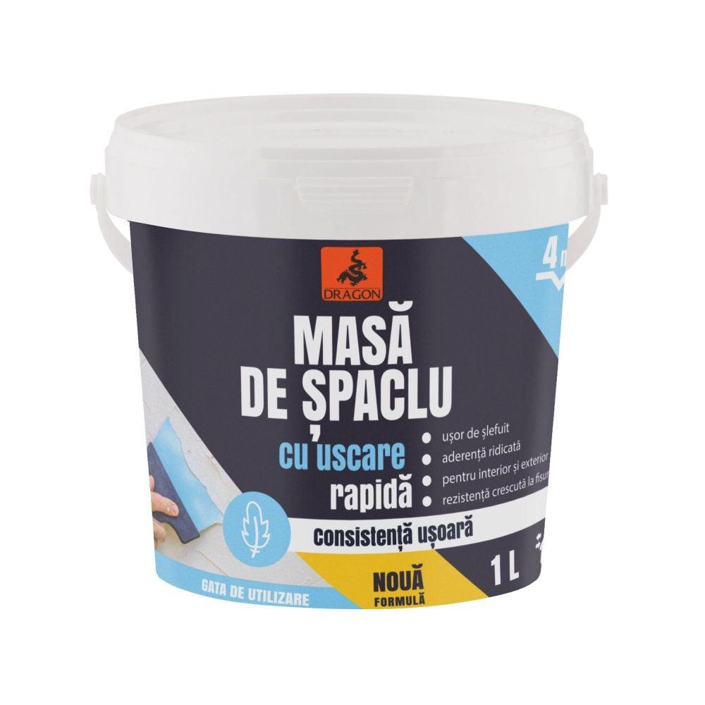 Masa de spaclu Dragon, uscare rapida, interior/exterior, alb, 1 L