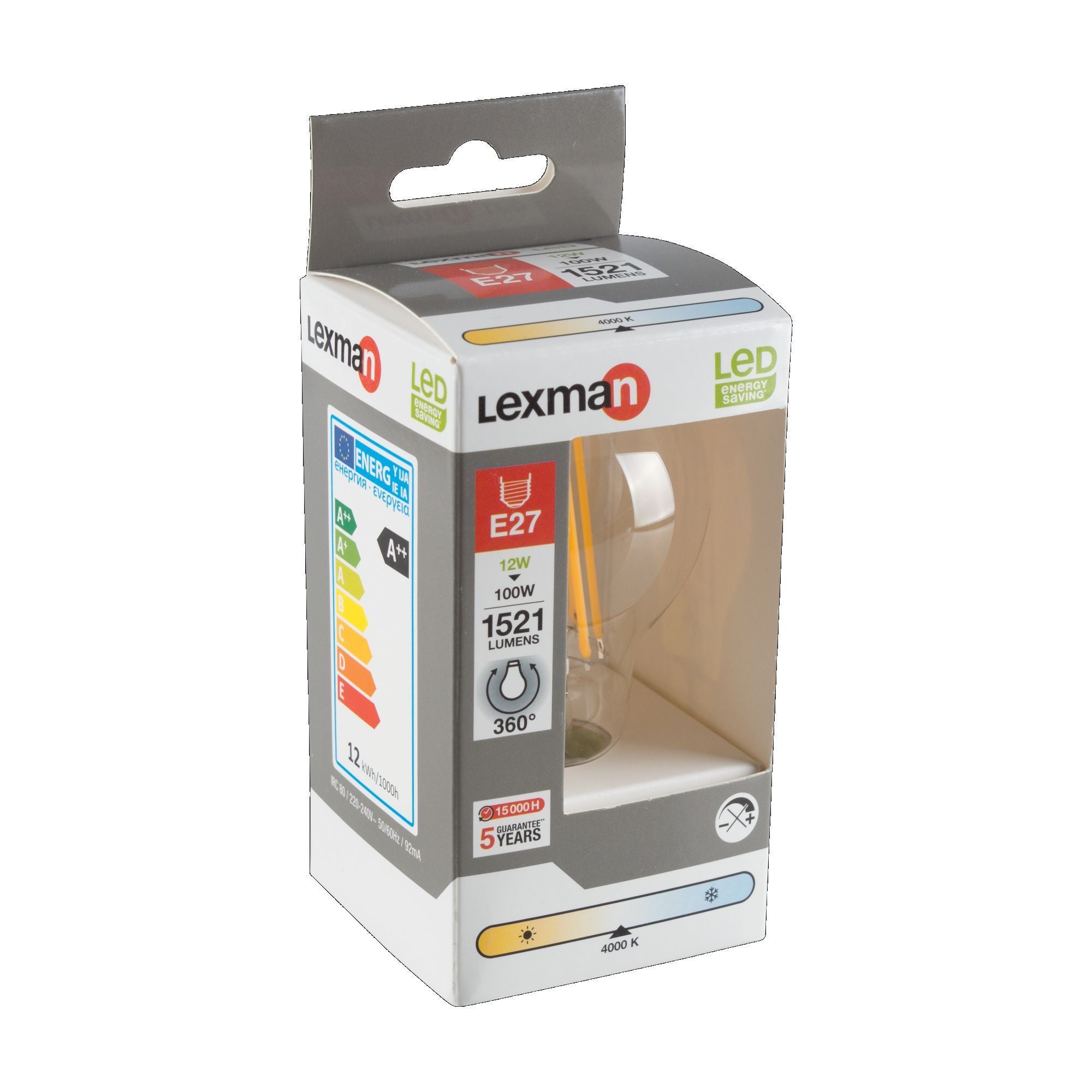 Bec LED Lexman, E27, alb neutru, 4000K, 11 W, 1521 lm, tip clasic ...