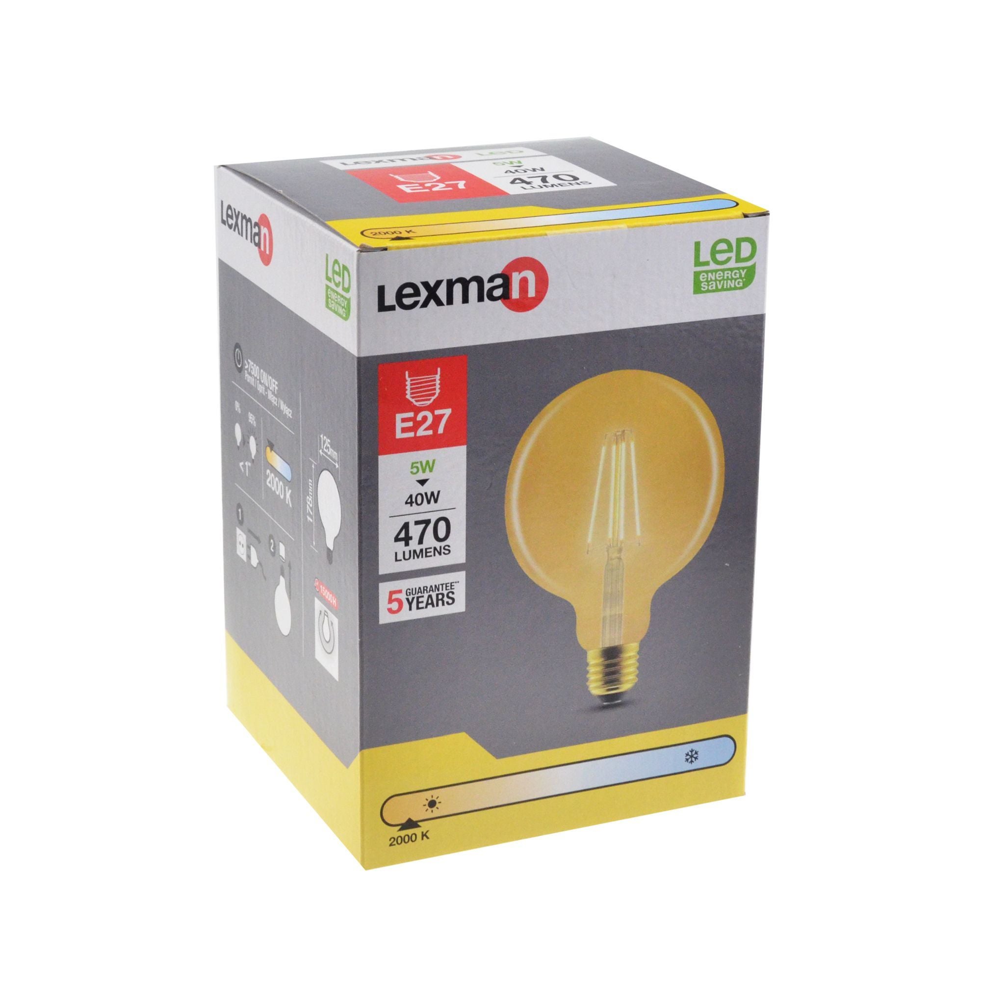 Bec LED decorativ, Lexman, E27, alb cald, 2700K, 5 W, 470 lm, tip bulb