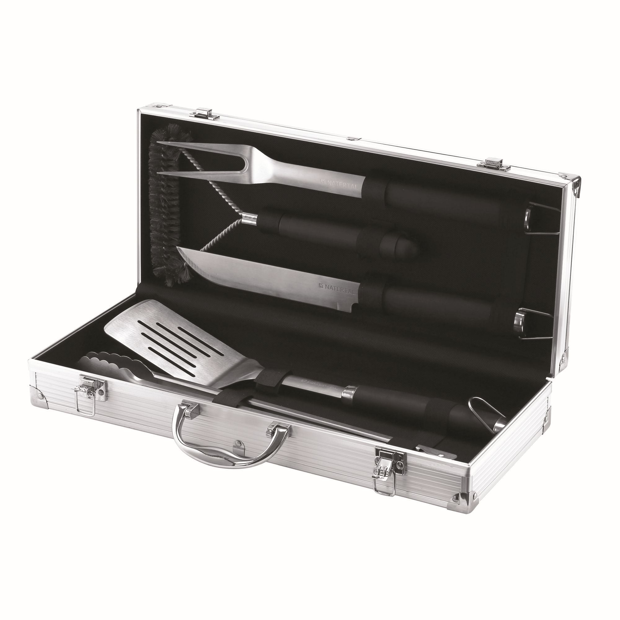 Set ustensile Naterial, pentru gratar, otel inoxidabil, 460 mm