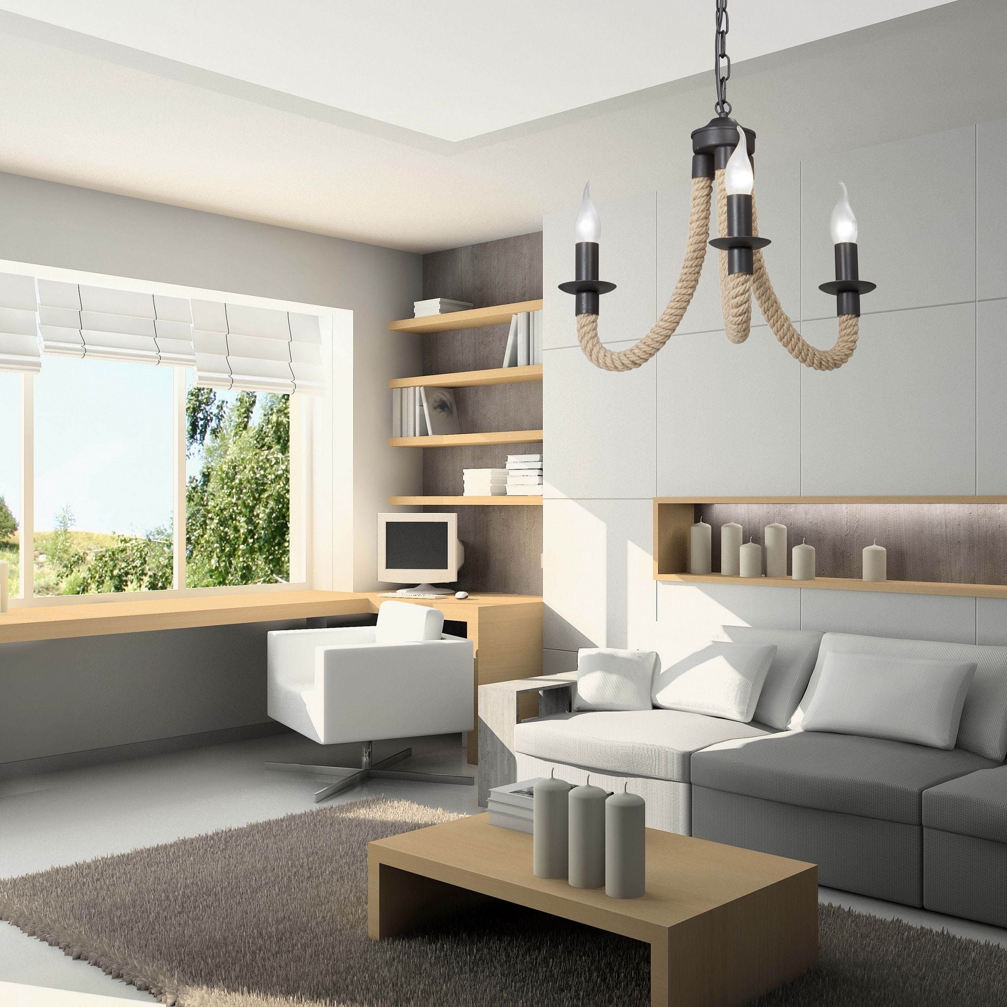 Candelabru Sfoara, 3 x E14, natur