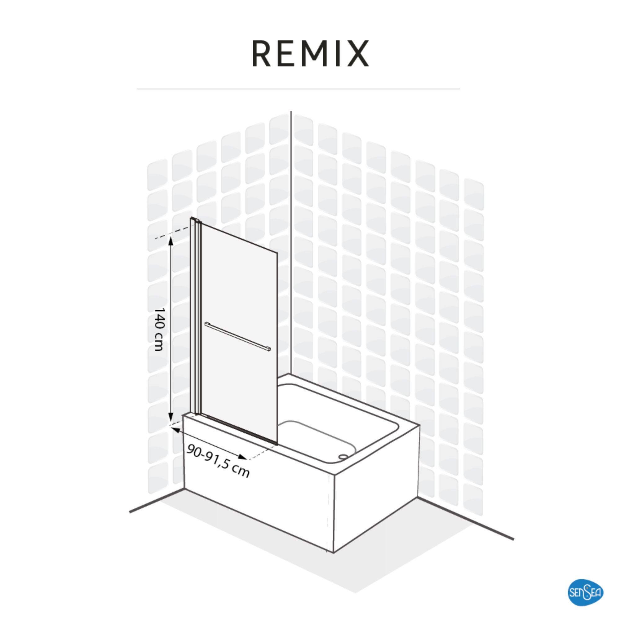 Paravan cada Sensea Remix, deschidere pivotanta, 90 x 140 cm, profil negru