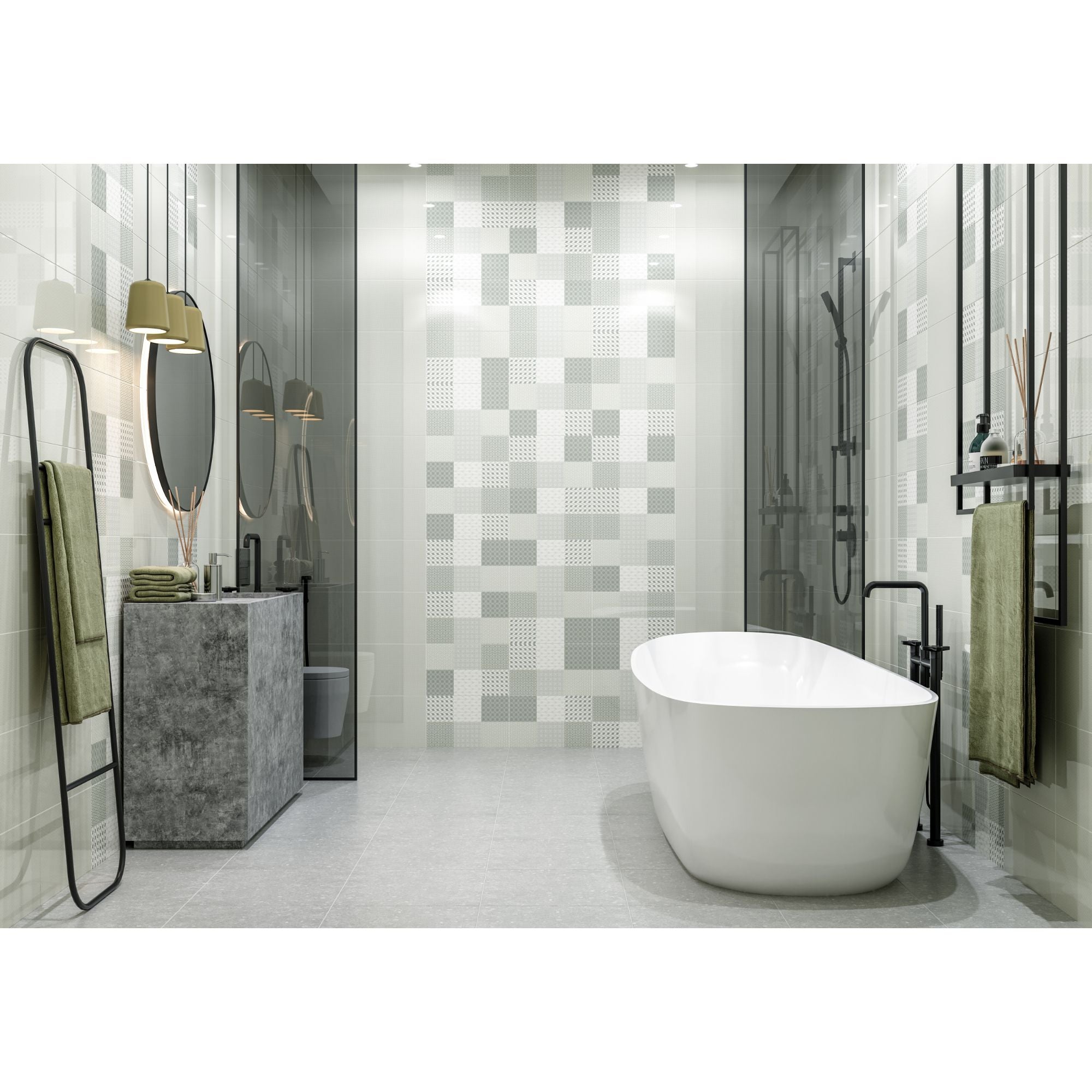 Faianta 25 x 40 cm, Verdelato Sage, verde, finisaj