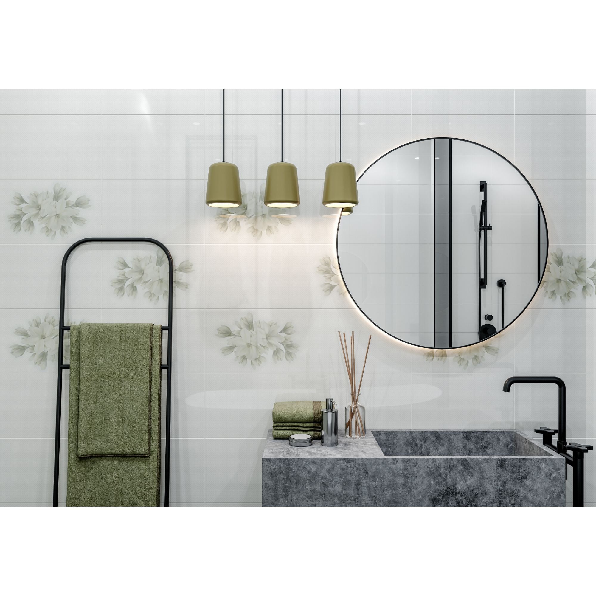 Faianta 25 x 40 cm, Verdelato Sage, verde, finisaj