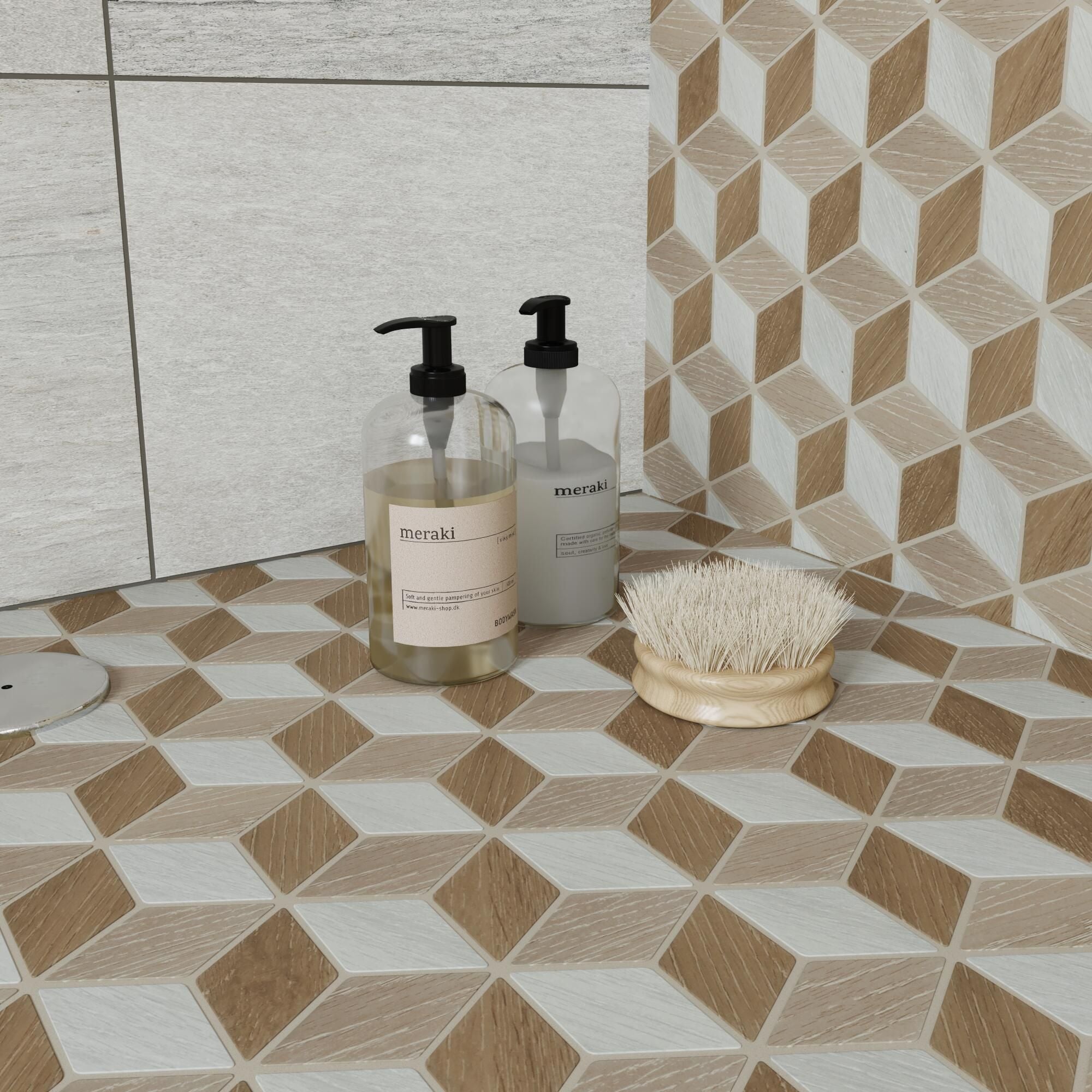 Mozaic ceramic 26.7 x 30.9 cm, Artens Living, alb/bej