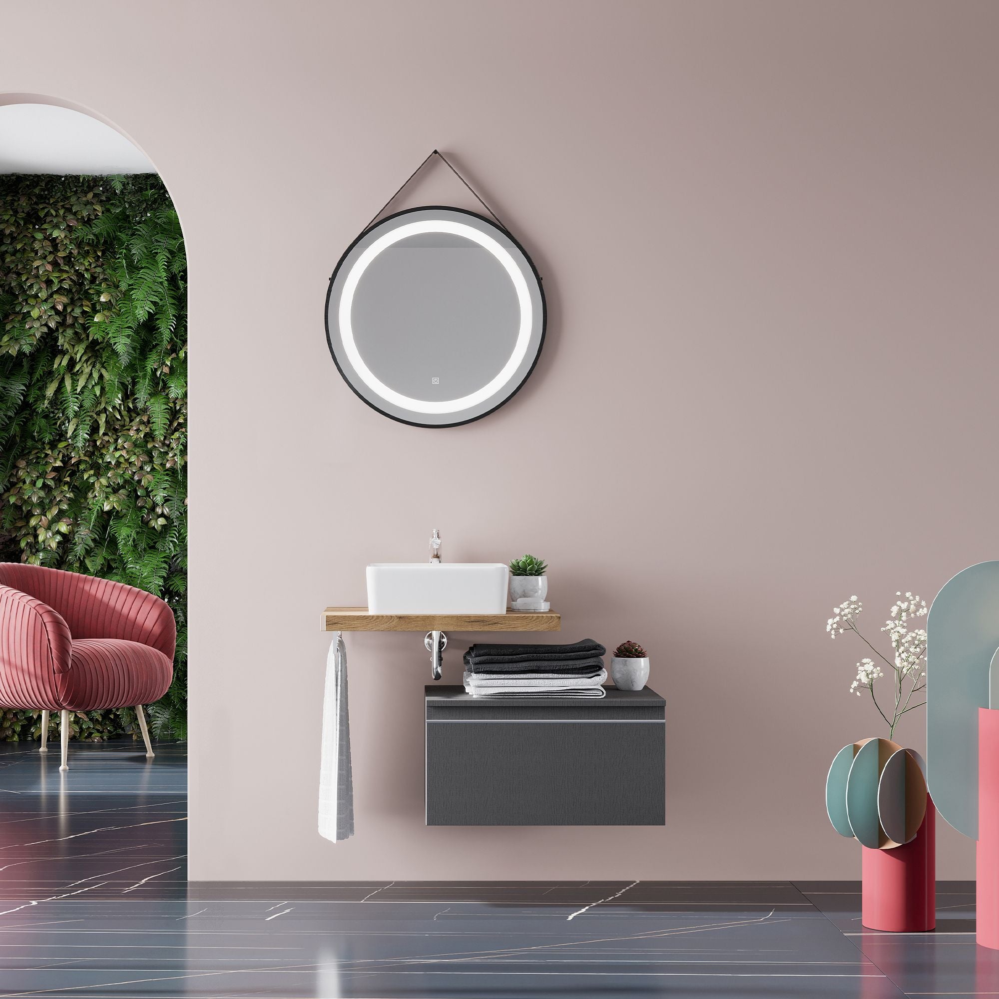 Blat baie, PAL, 60 x 3.8 x 46 cm, stejar nature