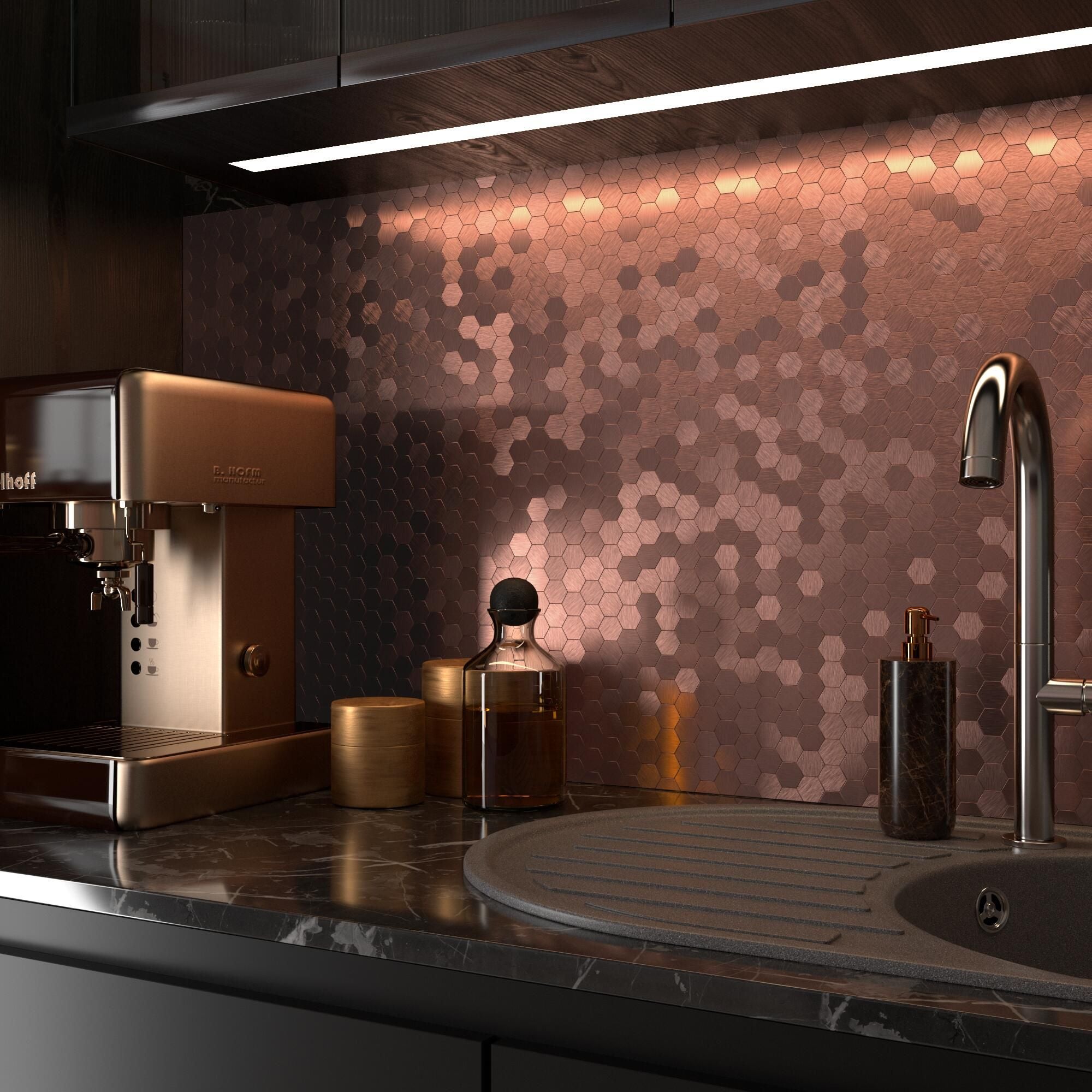 Mozaic din aluminiu 29.8 x 30.6 cm, Artens Tara Hexagonal, roz