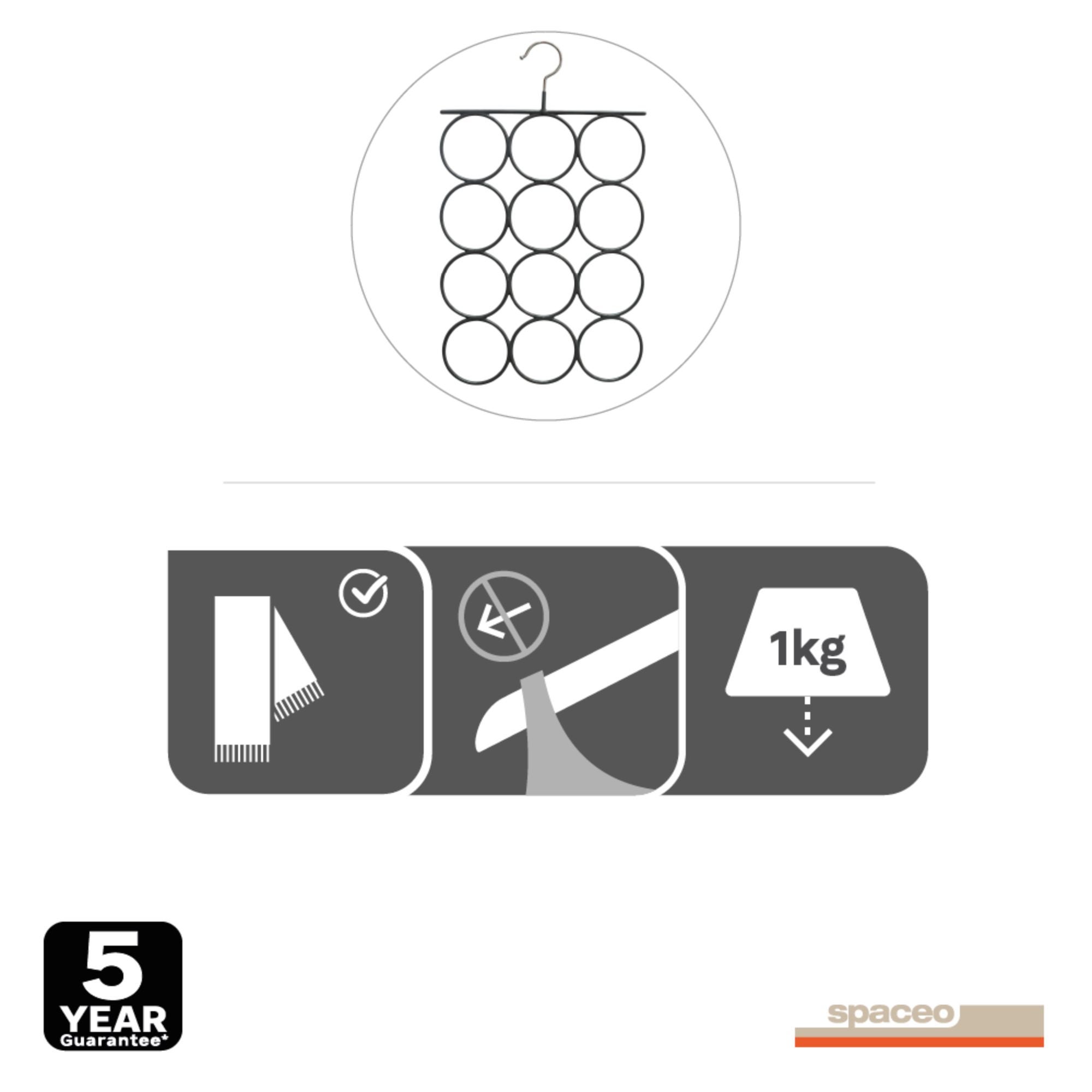 Umeras Spaceo, pentru 12 esarfe, din metal, L 25 cm, negru