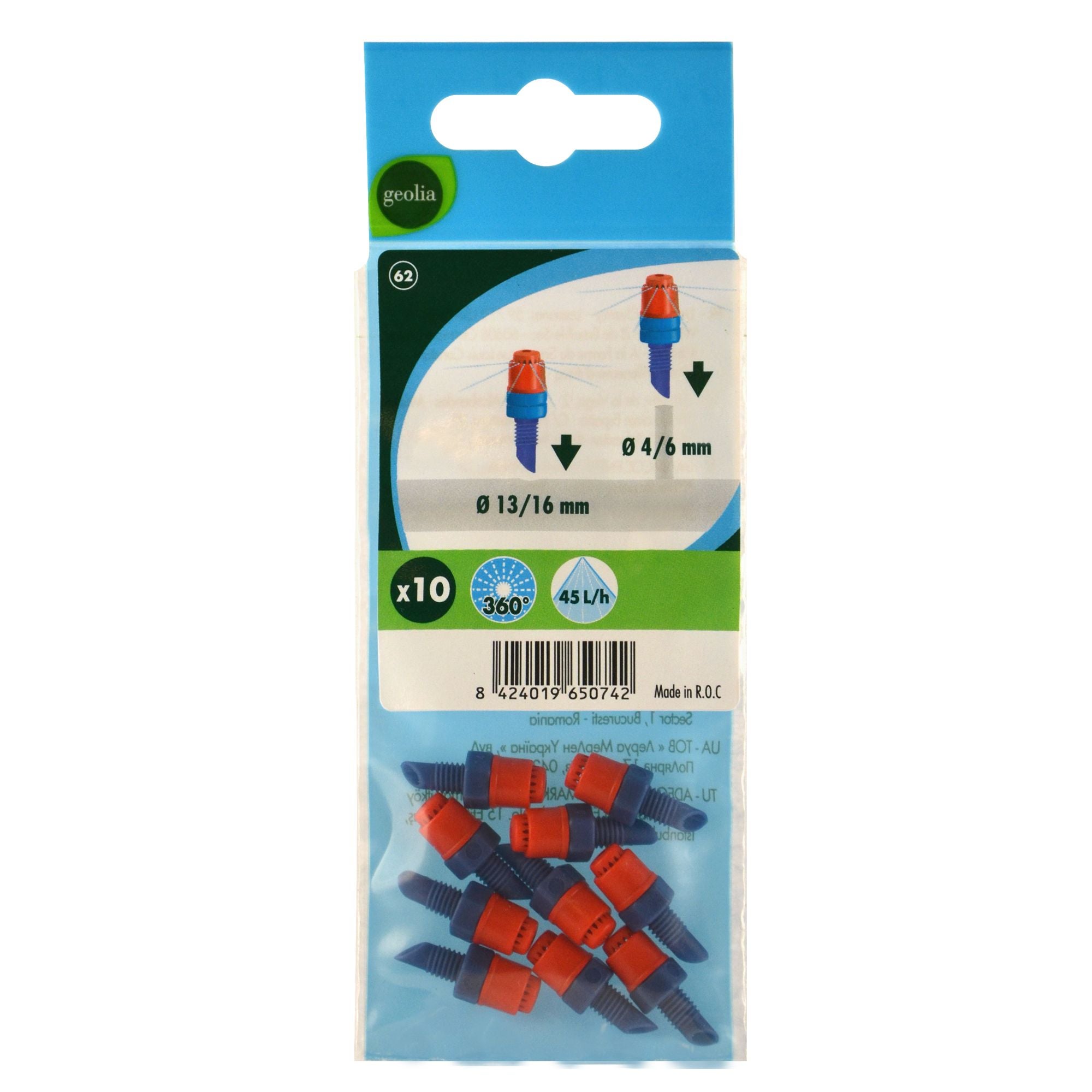 Microaspersoare Geolia, polipropilena, max 360°, 350 l/h (set 10 buc)