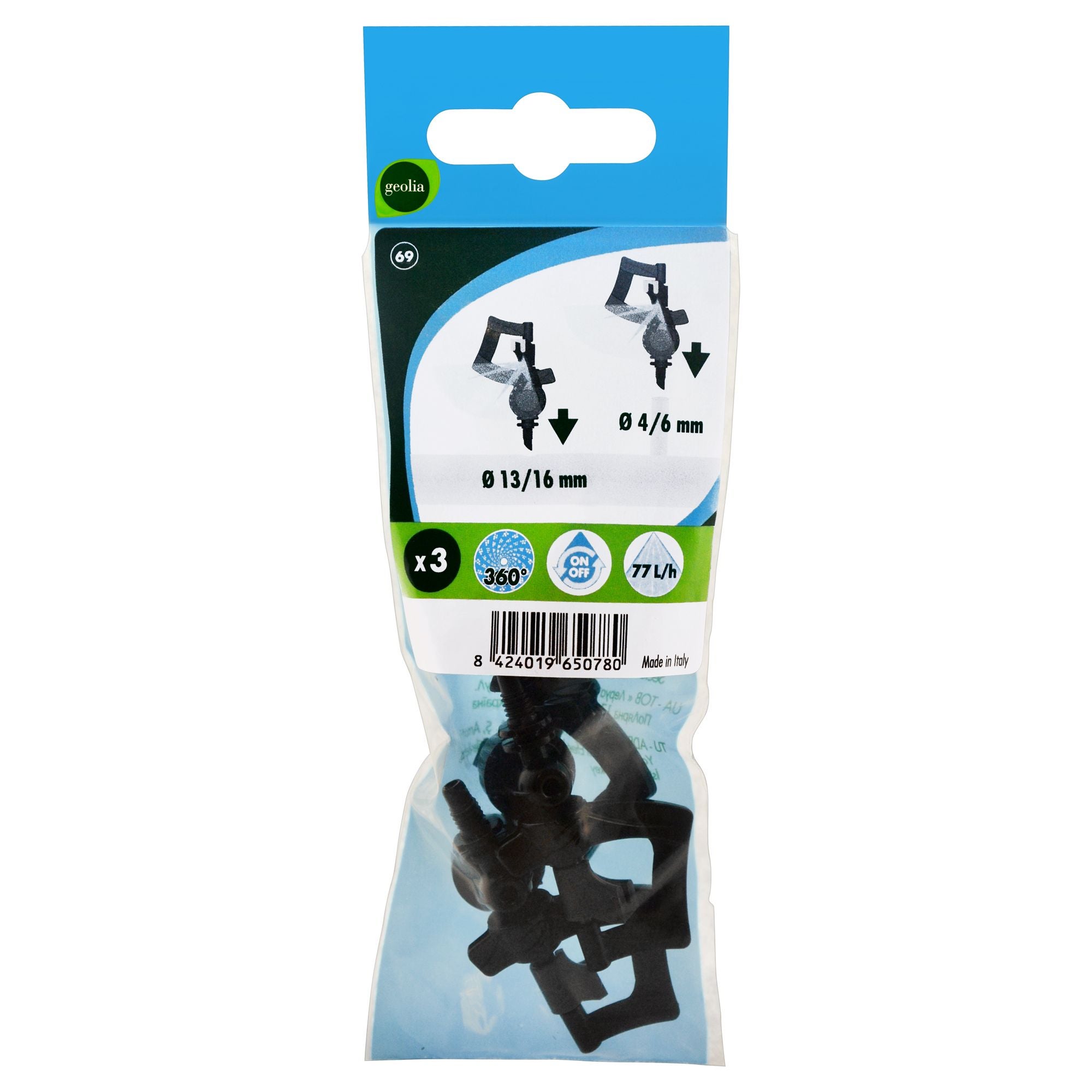 Microaspersoare reglabile, polipropilena, 360°, 105 l/h (set 3 buc)