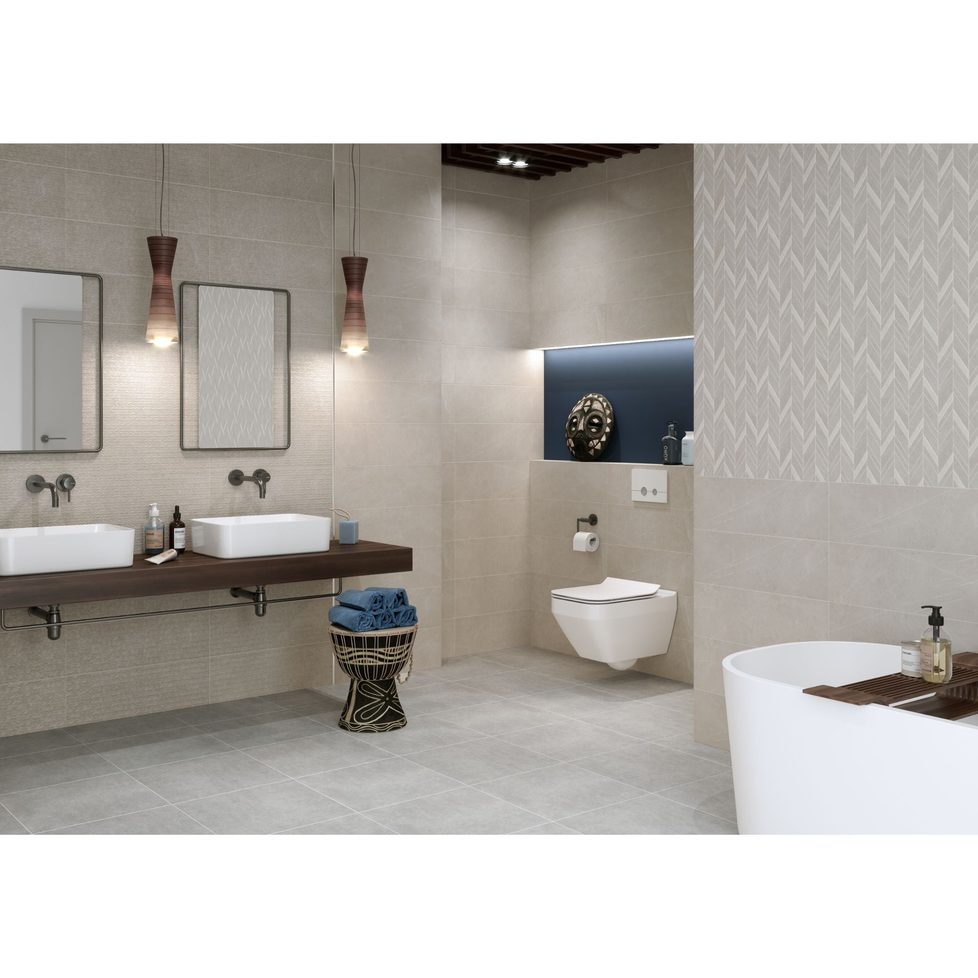 Faianta 20 x 60 cm, Manzila, uni, model structurat, grej, mat