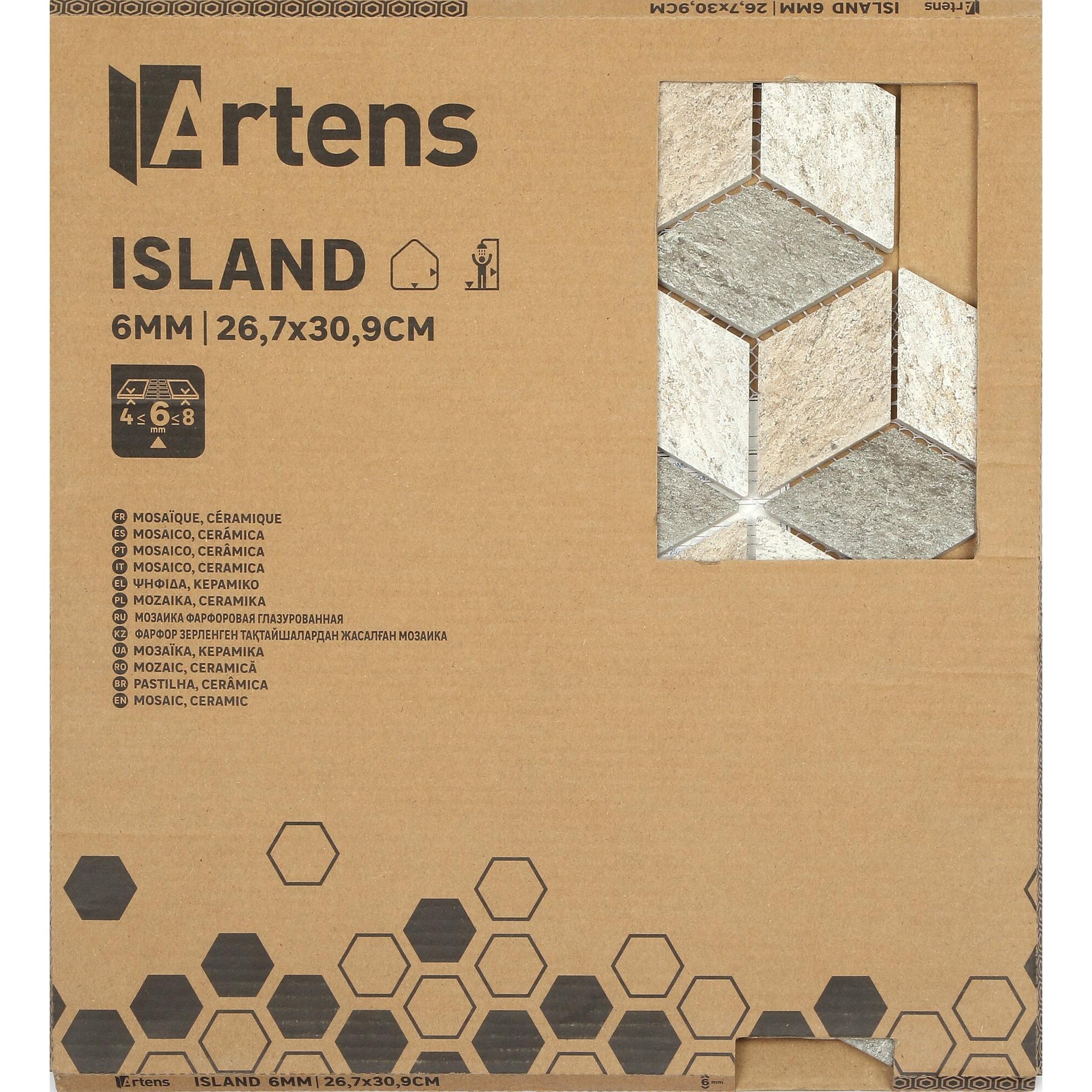 Mozaic ceramic 26.7 x 30.9 cm, Artens Island, alb/bej/gri