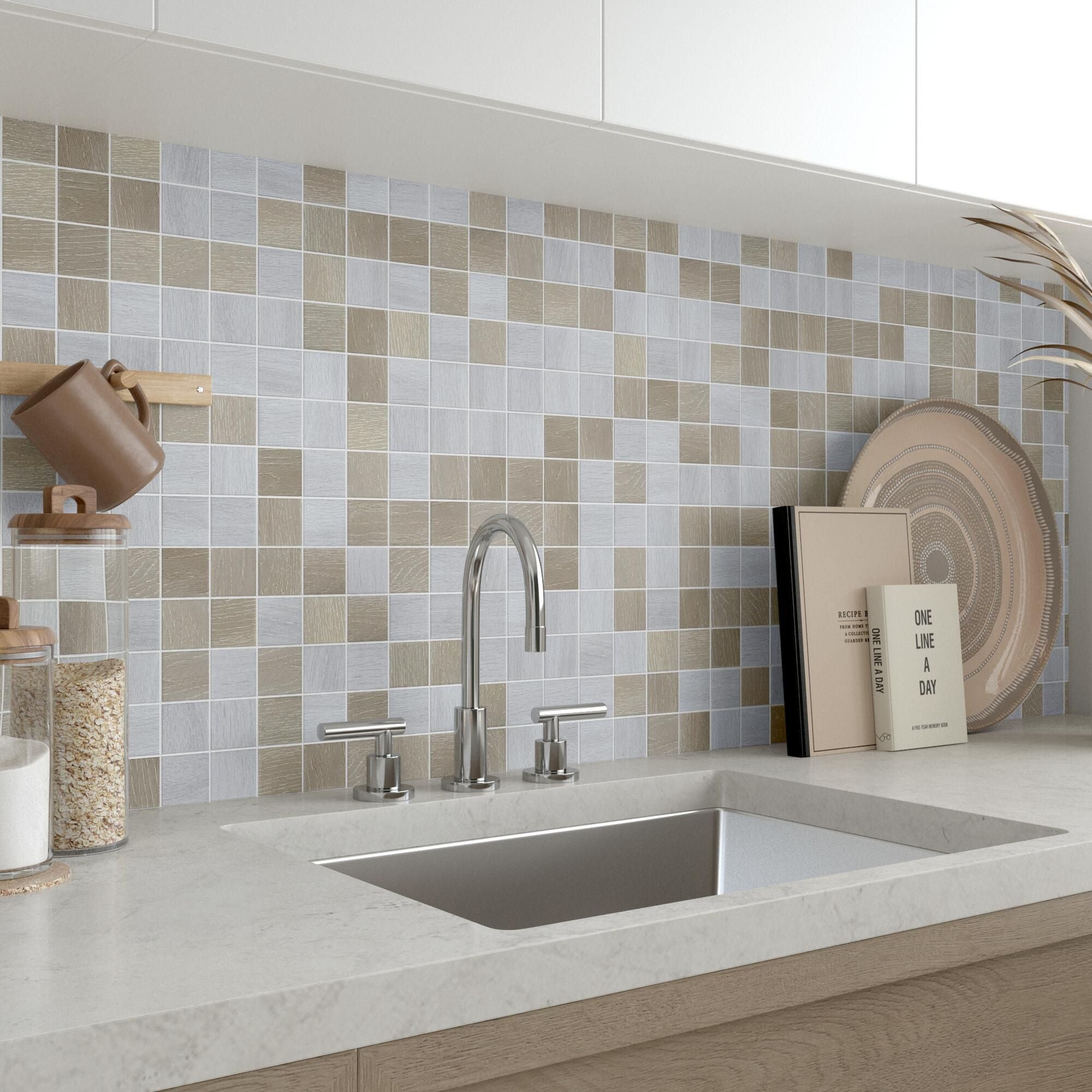 Mozaic ceramic 30 x 30 cm, Artens Living, alb/bej