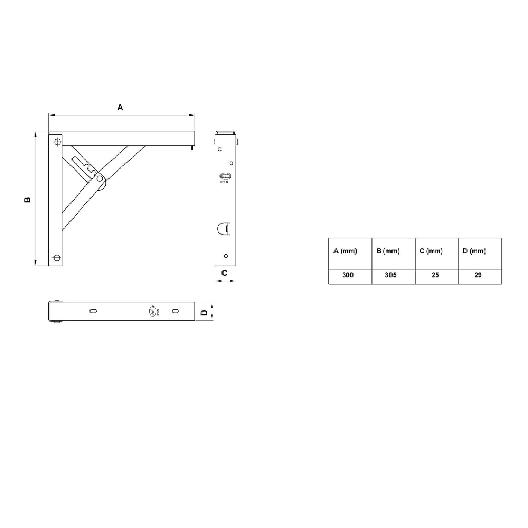 Consola raft, rabatabila, 300 x 300 mm, cromata