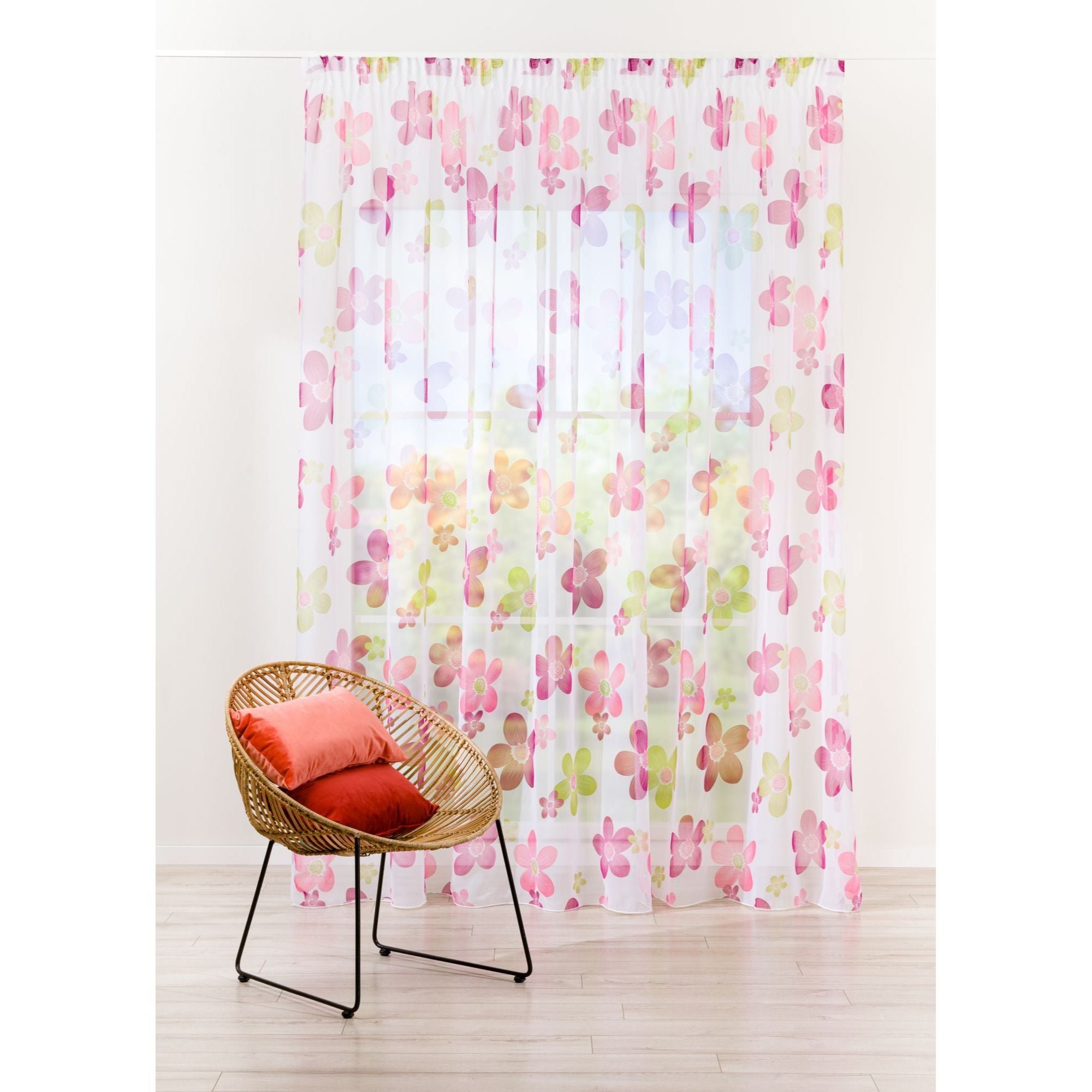 Perdea copii 300 x 260 cm Silan, model floral, cu rejansa, multicolor