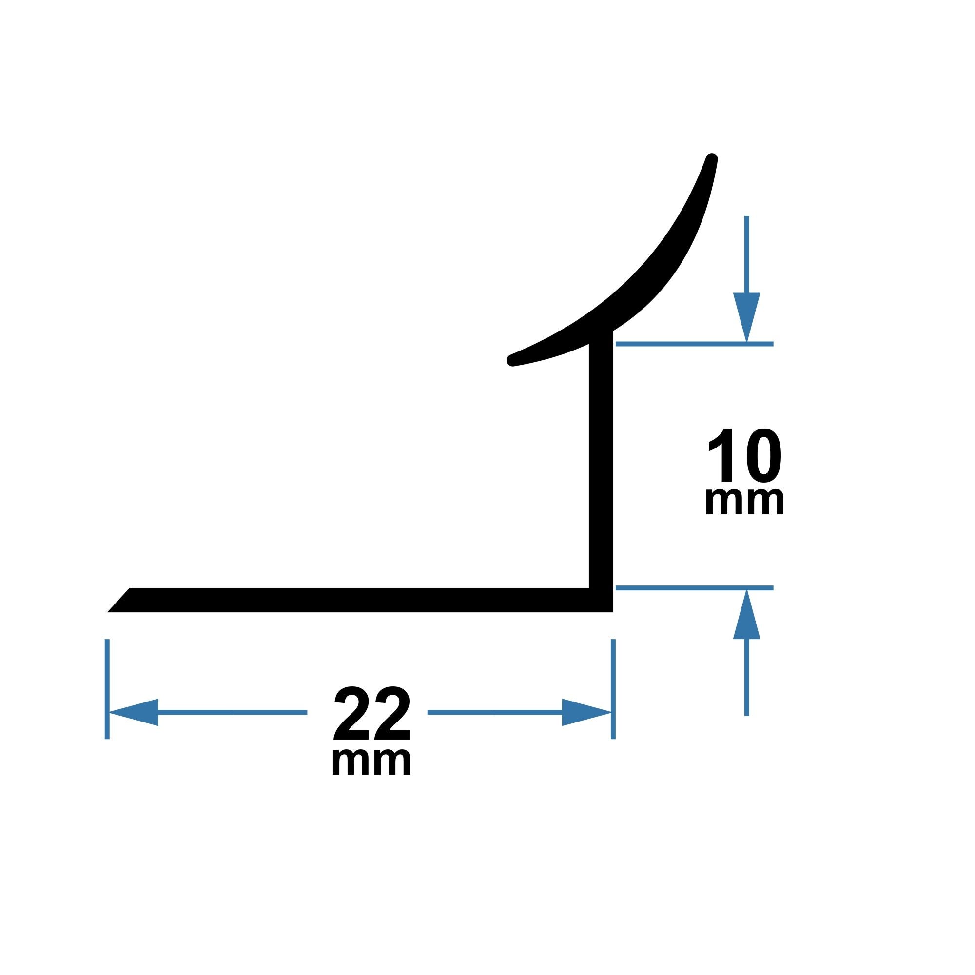 Profil aluminiu pentru colt, interior, 9 mm x 2.5 m, argintiu