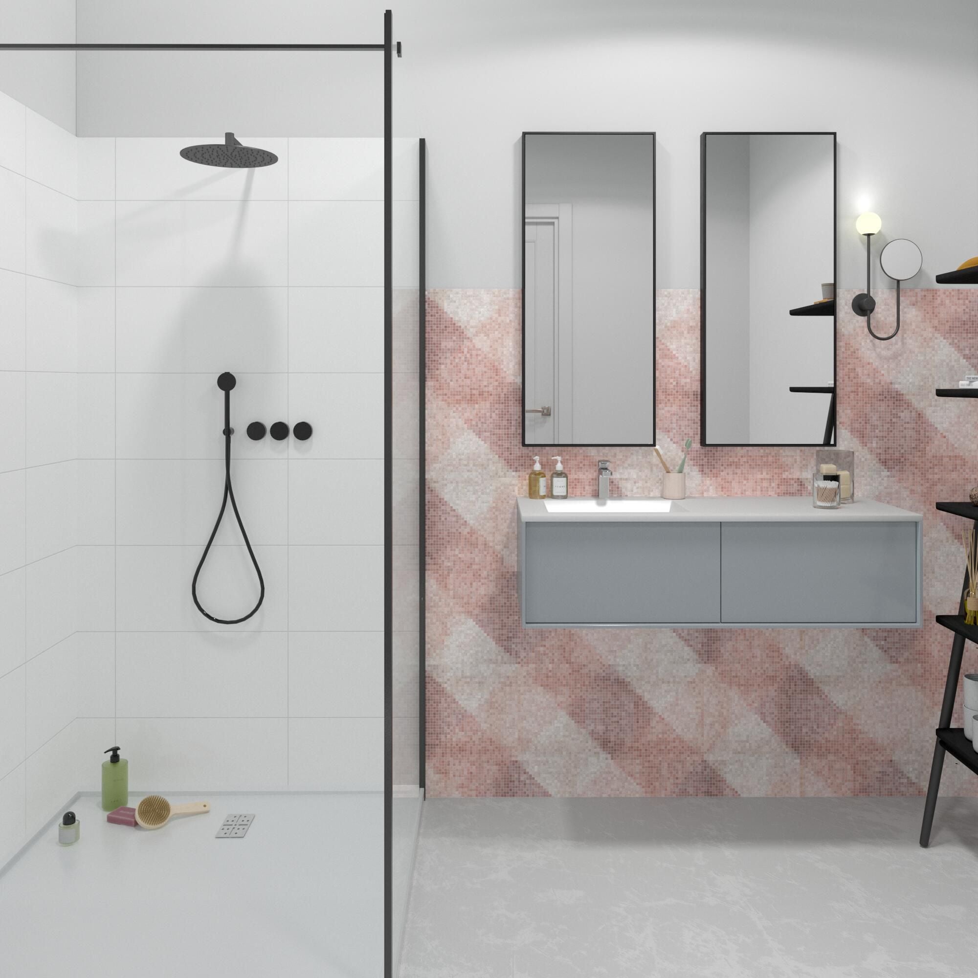 Mozaic sticla 32.8 x 32.8 cm, Artens Optic, roz