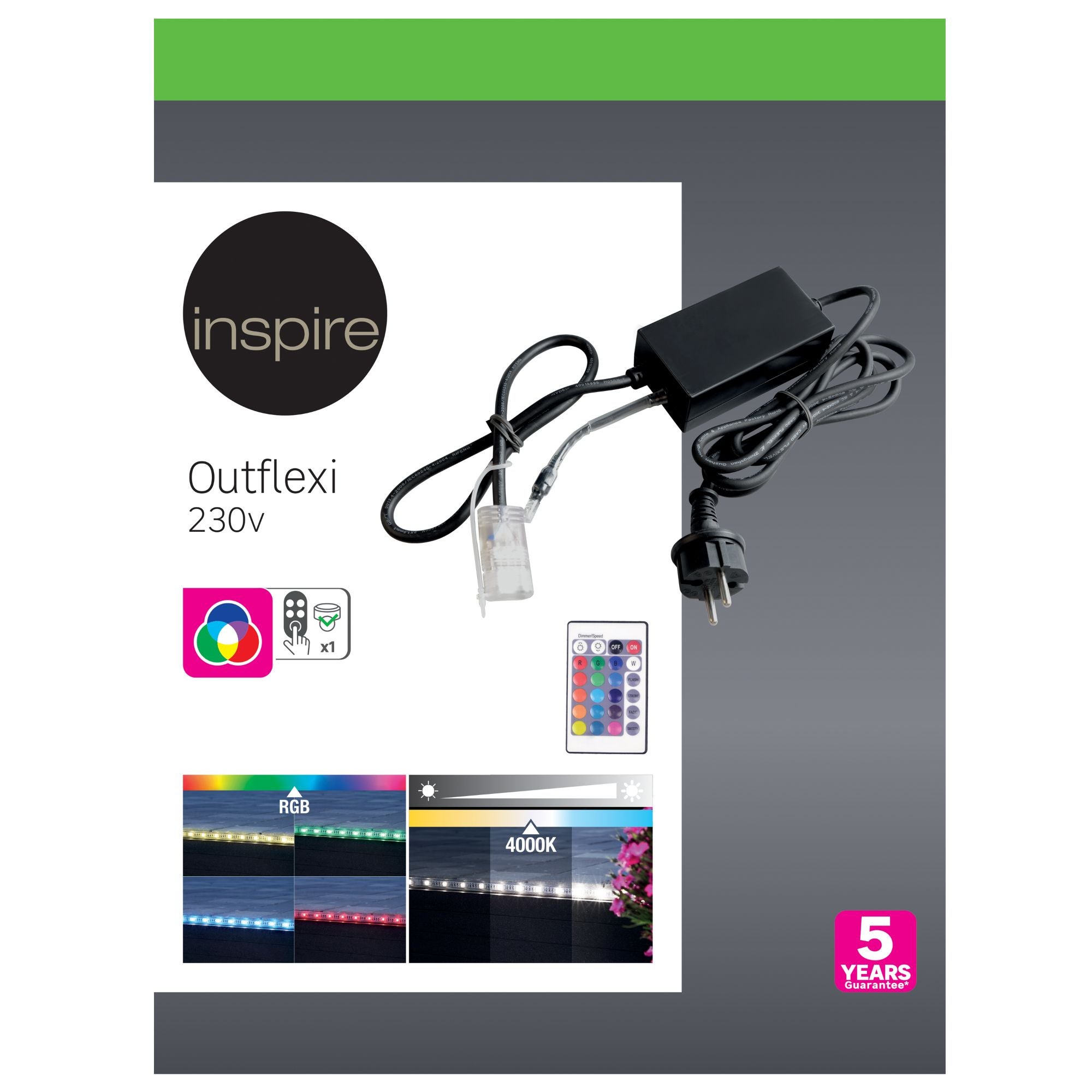 Cablu negru, 230v banda, LED, RGB, 2m IP44