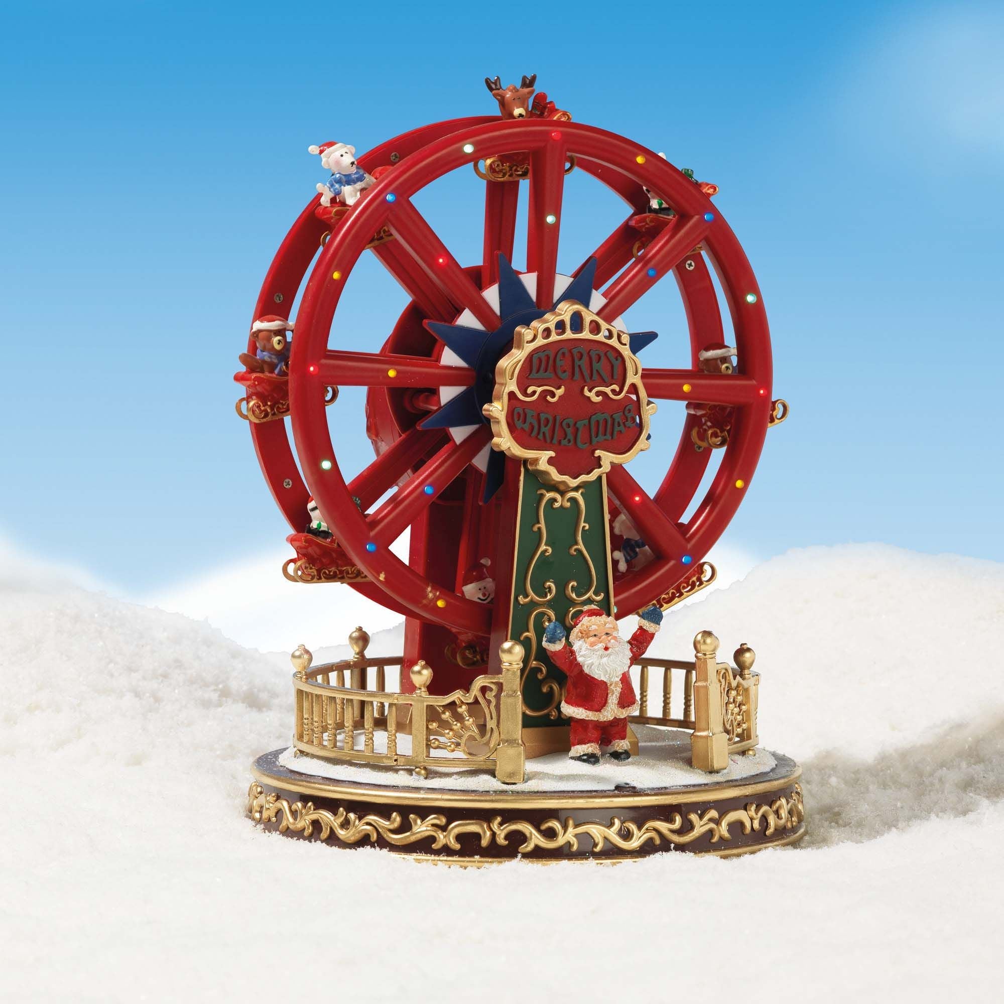 Carusel muzical Craciun, in miscare, model roata, 24 LED-uri ...