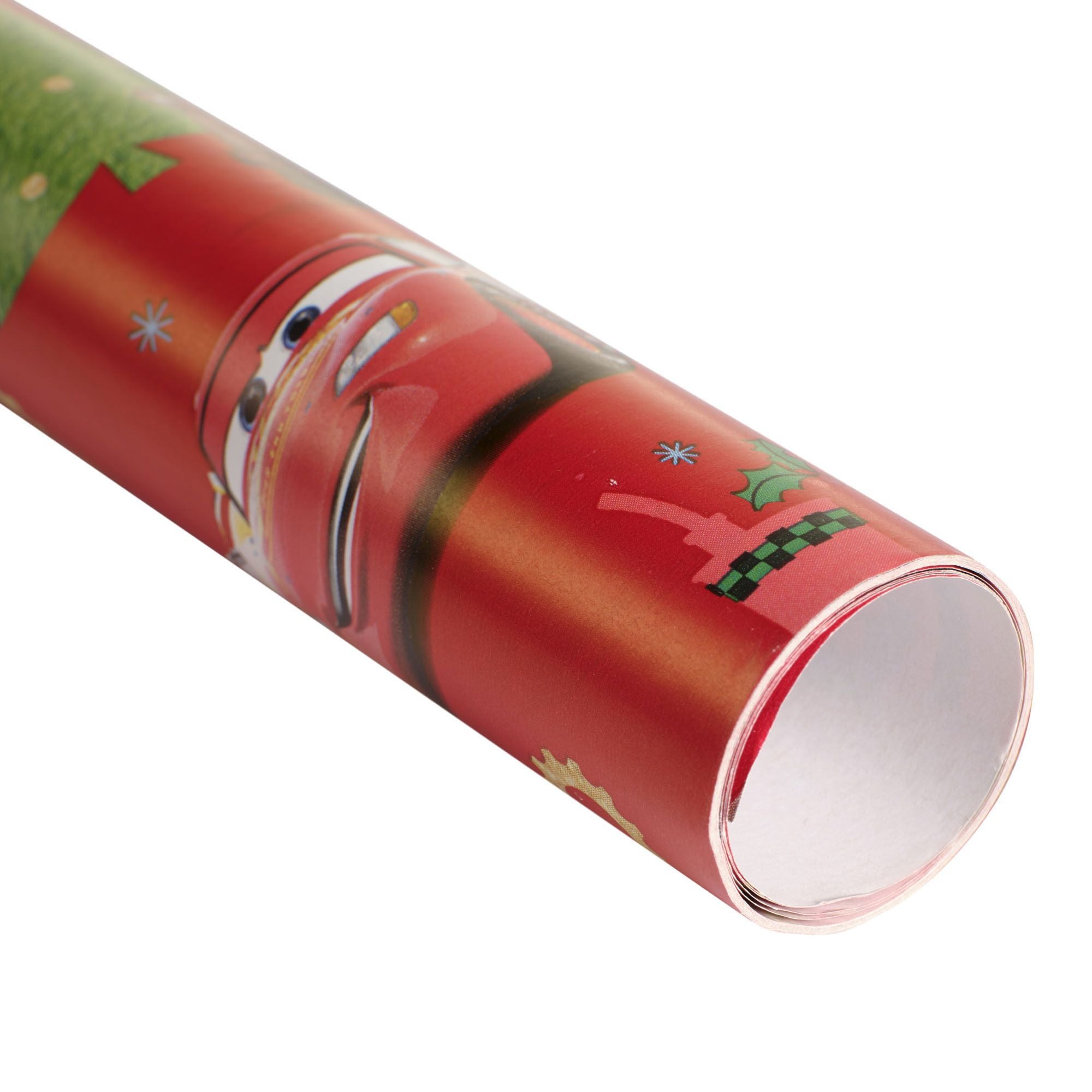 Hartie de impachetat cadouri, model Cars, 200 x 70 cm, rosu