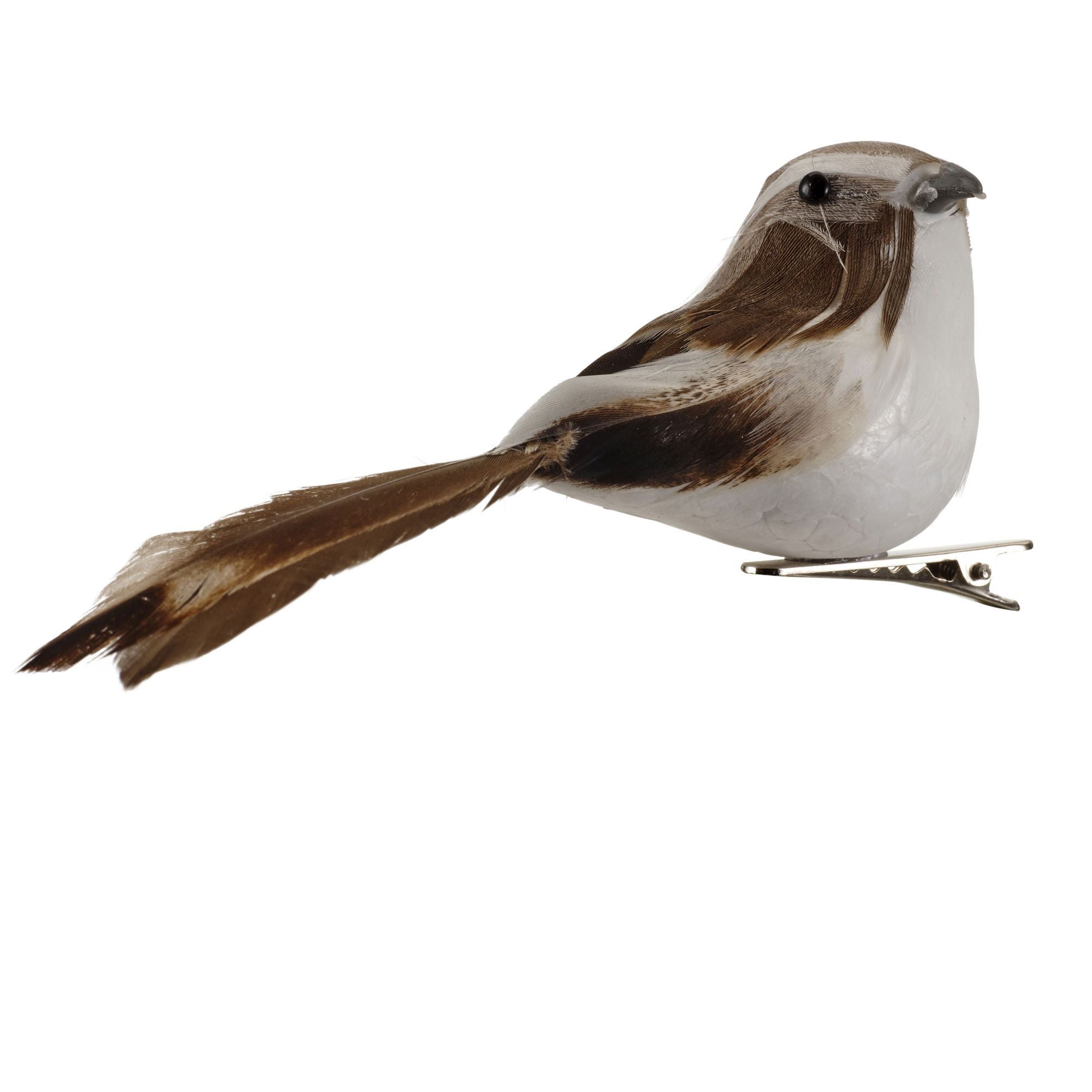 Decoratiune Craciun, pentru brad, model pasare, cu clips si pene, spuma ...