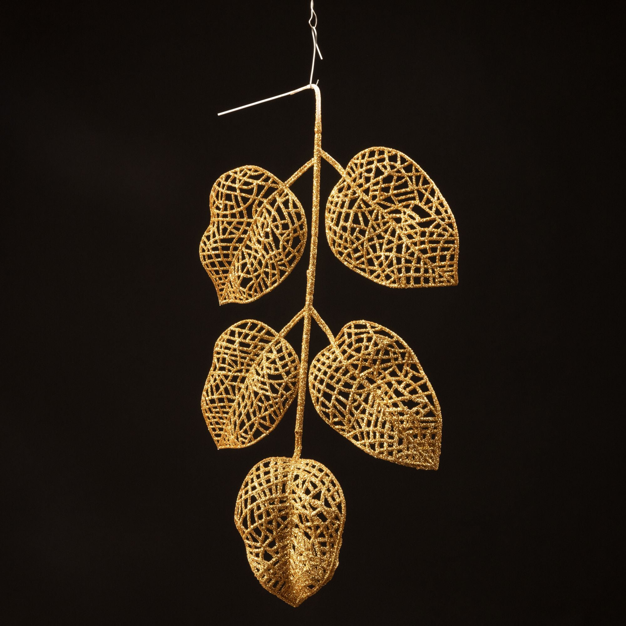 Decoratiune Craciun, pentru brad, model frunza, cu sclipici, plastic ...