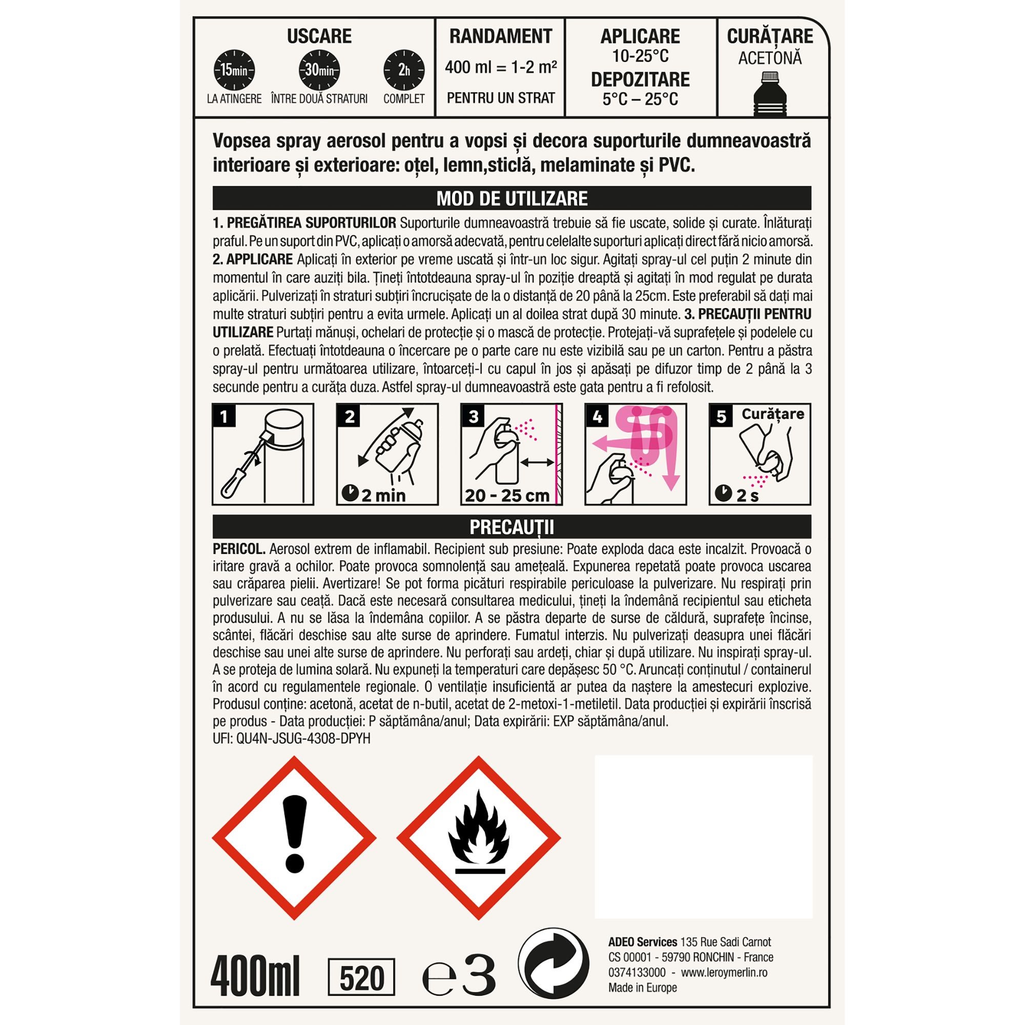 Vopsea spray Luxens, decorativa, gri antracit, mat, 400 ml