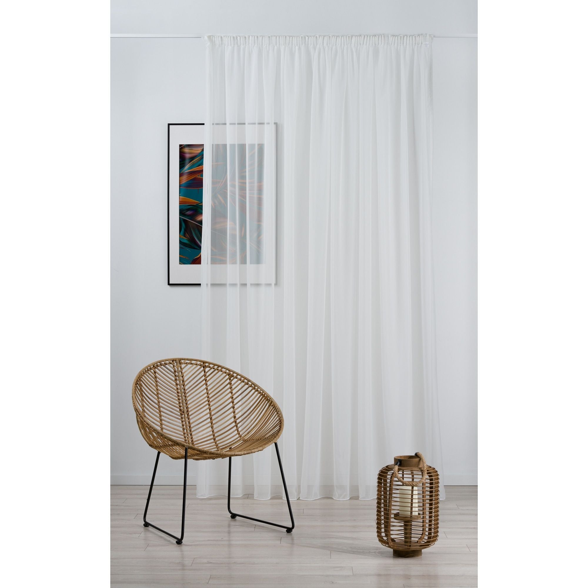 Perdea din voal 600 x 245 cm, model uni, cu rejansa, bej