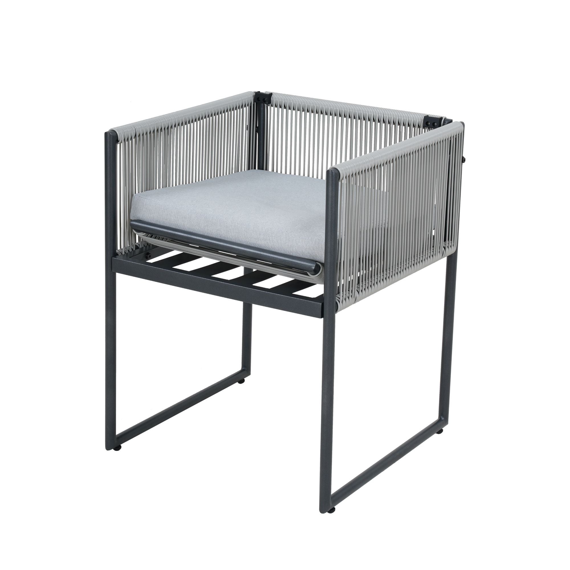 Set mobilier gradina Naterial Compass, pentru 4 persoane, otel/textil, gri