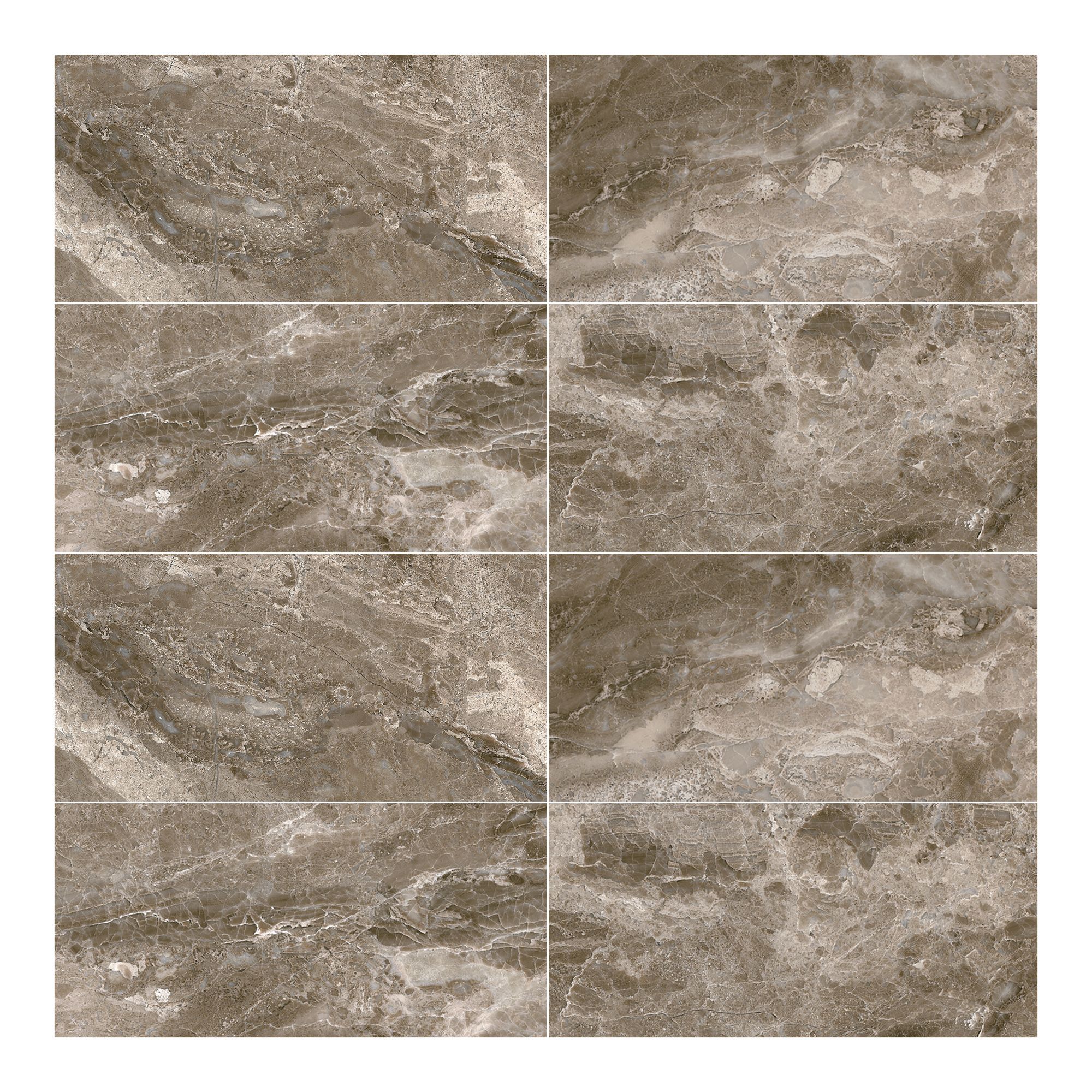 Faianta 30 x 60 cm, Hermitage, aspect marmura, maro, lucioasa