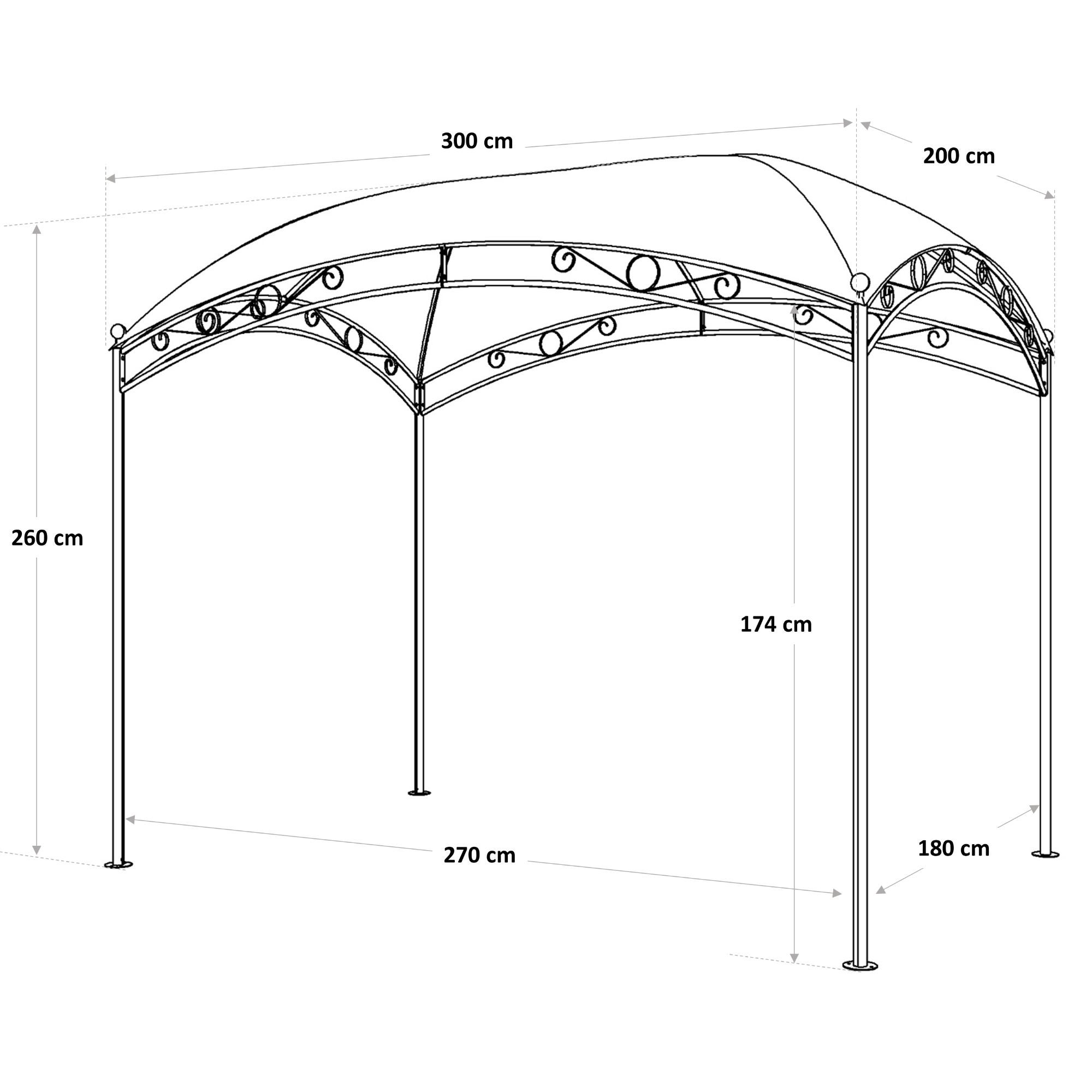 Pavilion gradina Naterial Occo, otel/poliester, 200 x 300 cm, H 257 cm, alb