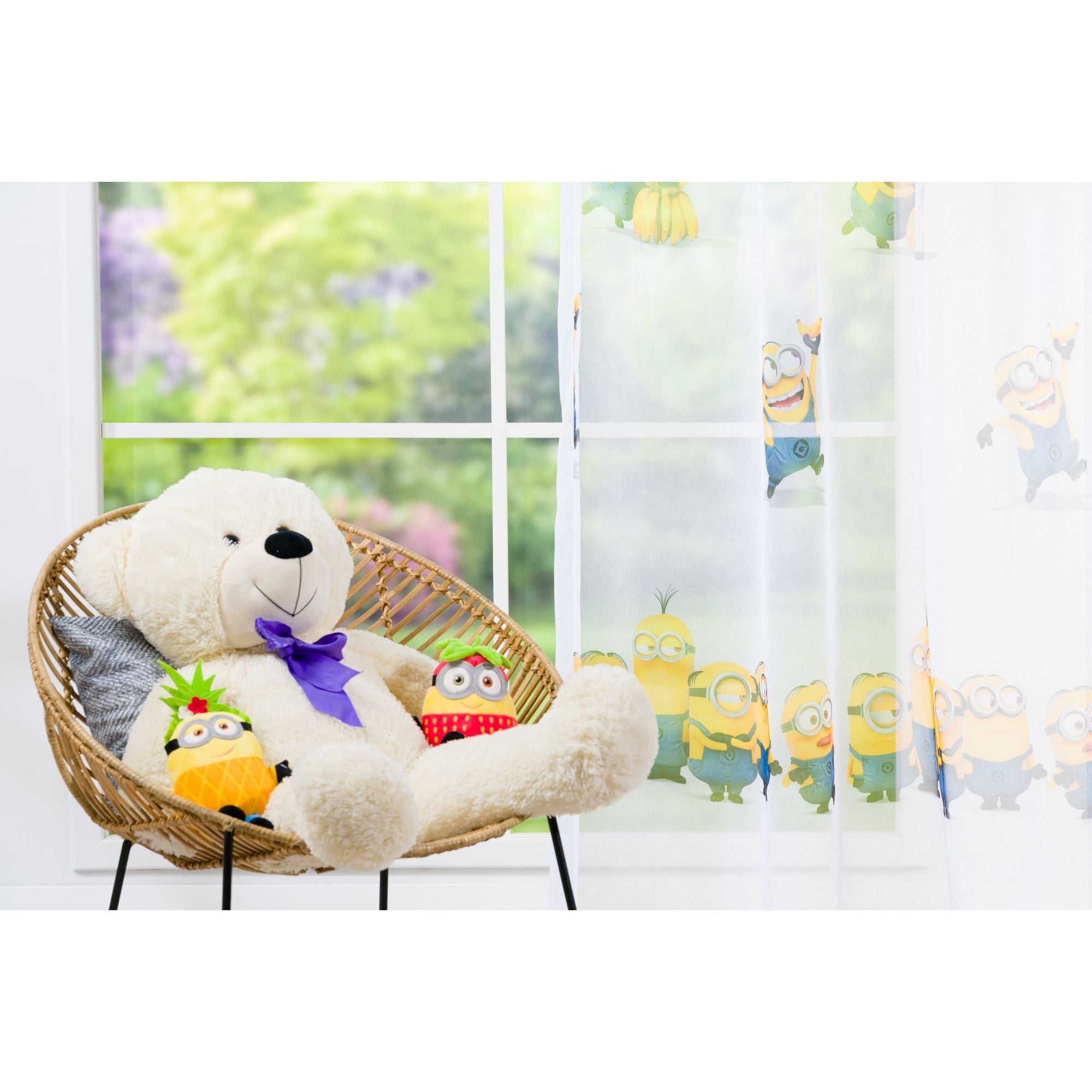 Perdea copii 300 x 245 cm Minions, model minions, cu rejansa, alb